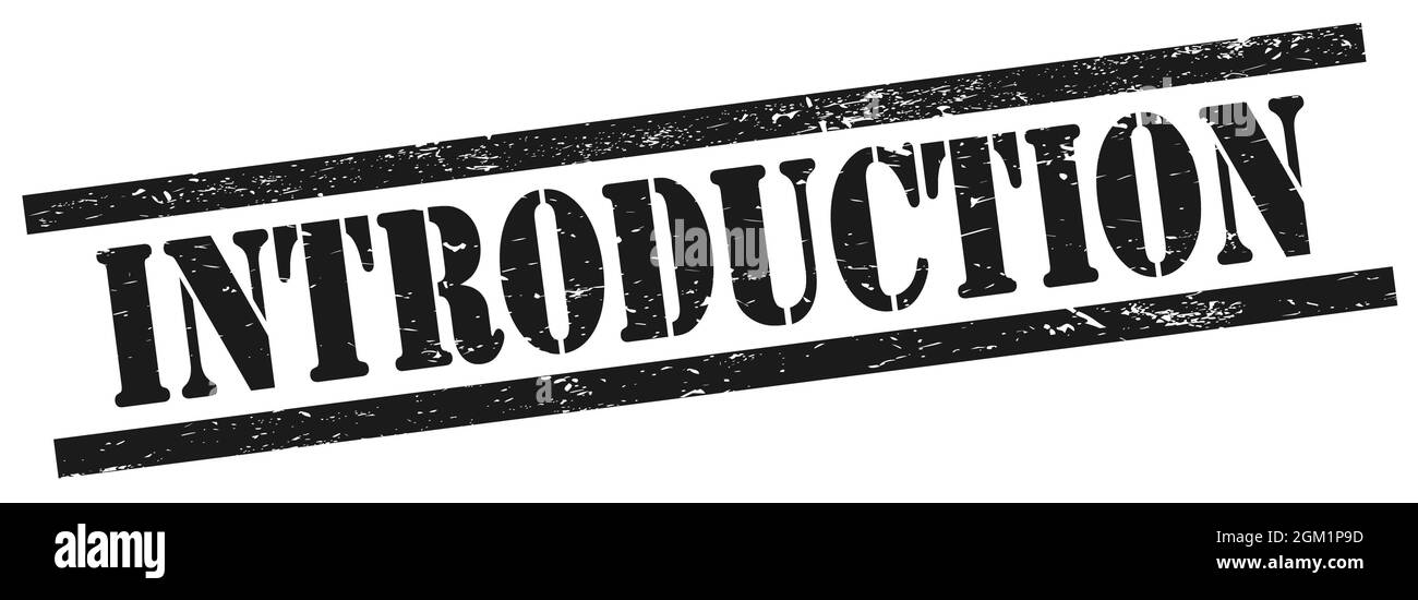 INTRODUCTION text on black grungy rectangle vintage stamp Stock Photo ...