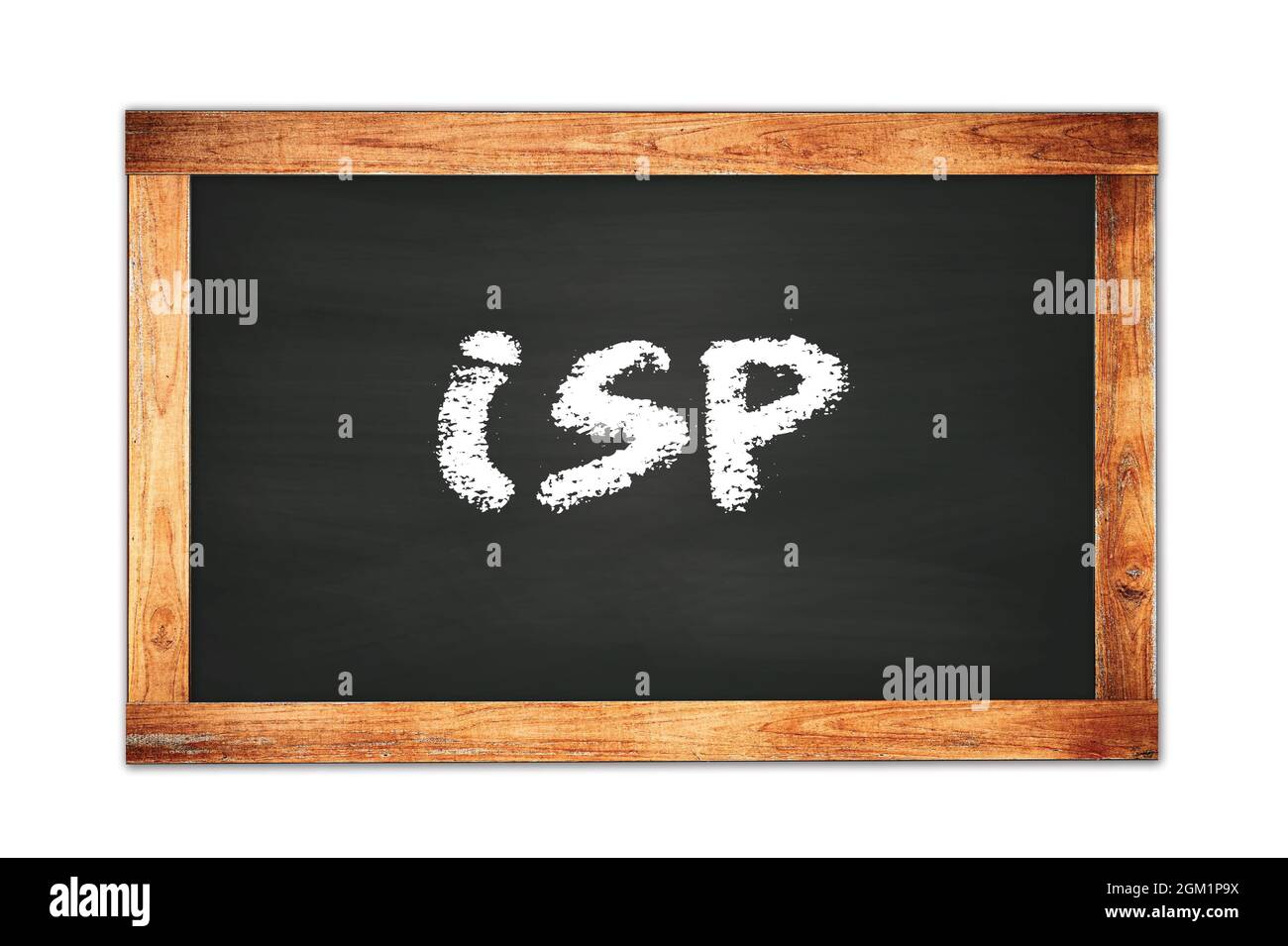 ISP text written on black wooden frame school blackboard Stock Photo ...