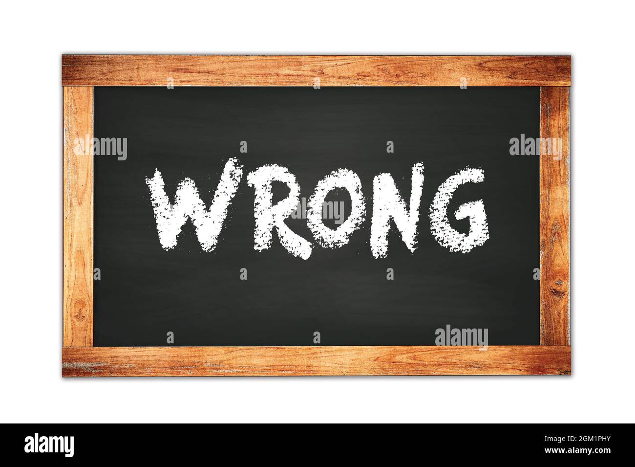 WRONG text written on black wooden frame school blackboard Stock Photo ...