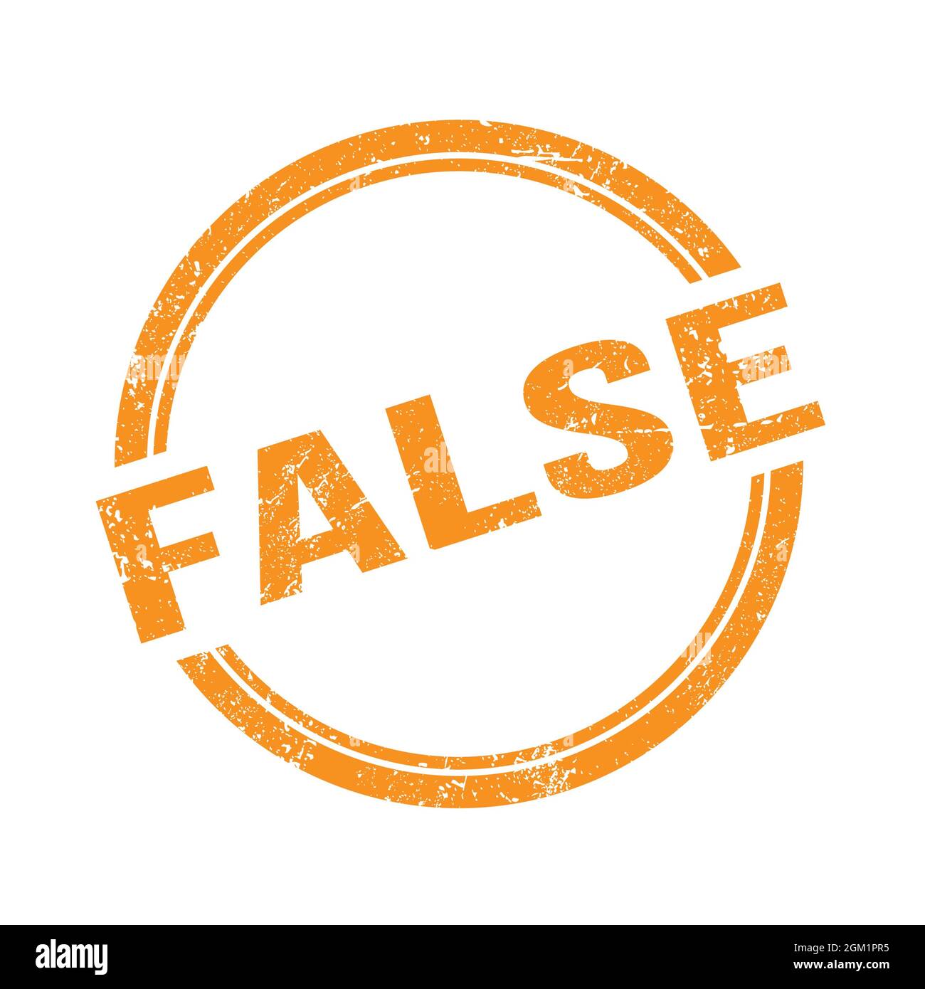 FALSE text written on orange grungy vintage round stamp Stock Photo - Alamy