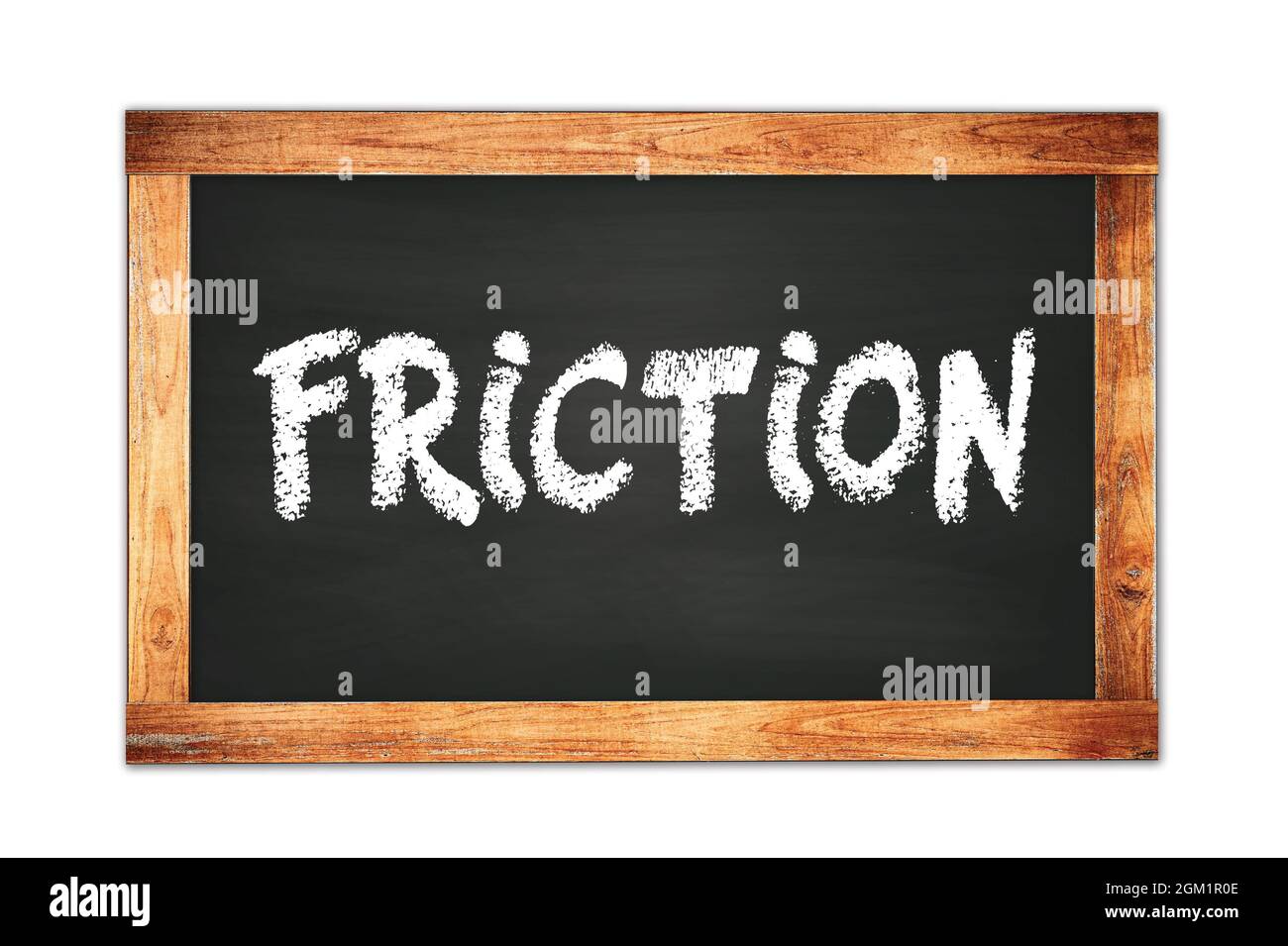 FRICTION text written on black wooden frame school blackboard Stock ...