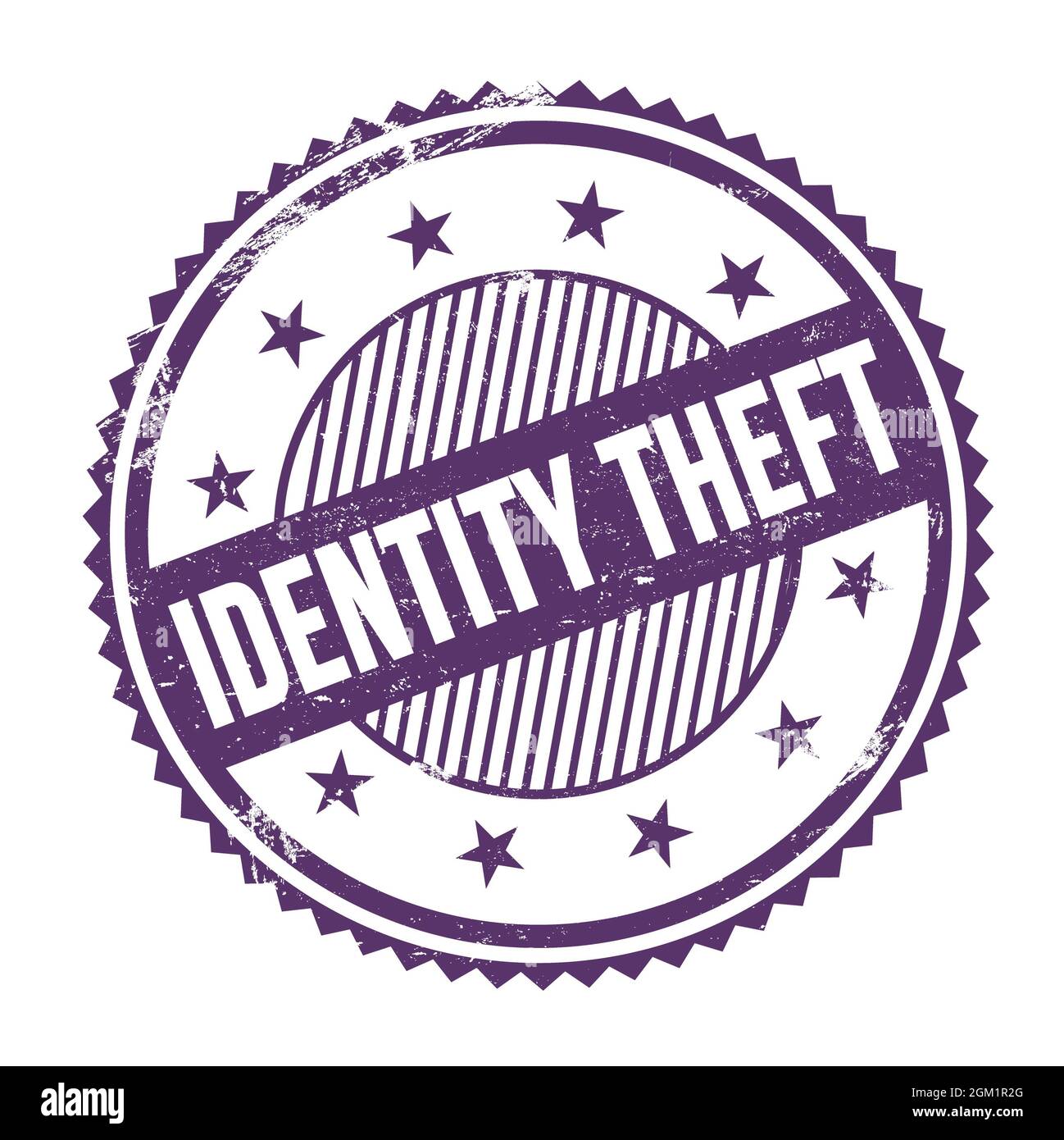 IDENTITY THEFT text written on purple indigo grungy zig zag borders ...