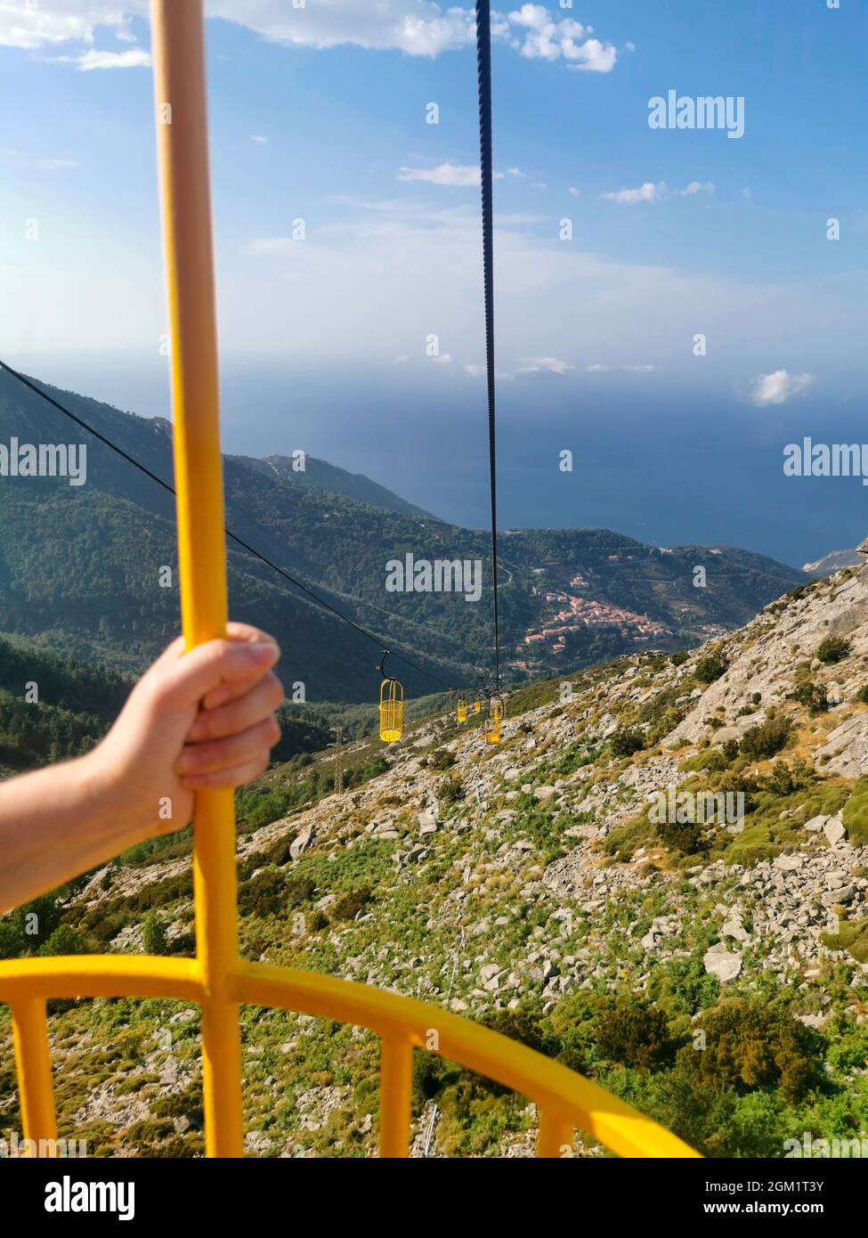 Nice aerial view of Isola D'Elba seen from the yellow cable way of ...