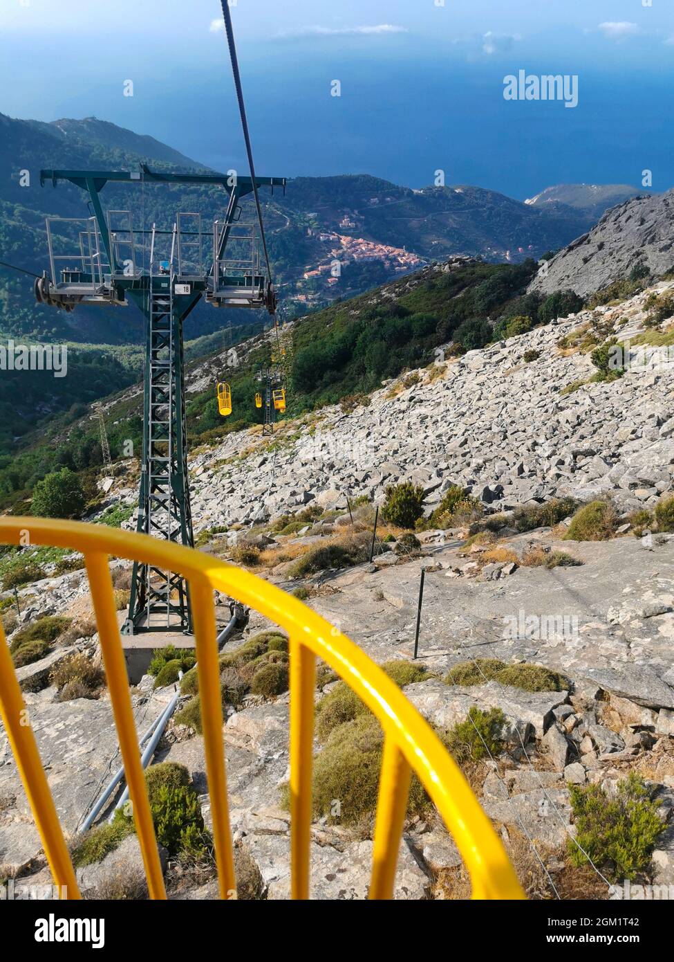 Nice aerial view of Isola D'Elba seen from the yellow cable way of ...