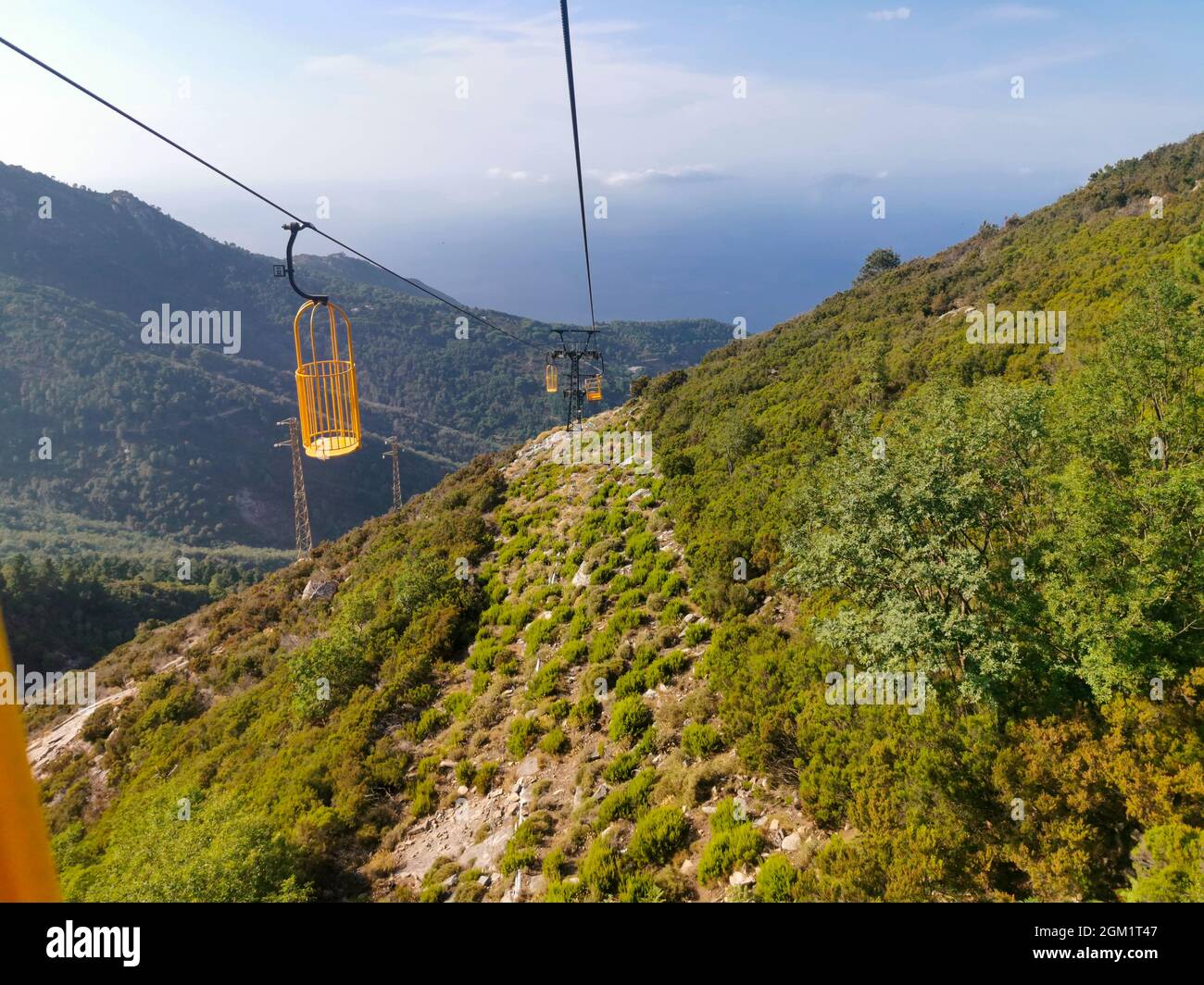 Nice aerial view of Isola D'Elba seen from the yellow cable way of ...