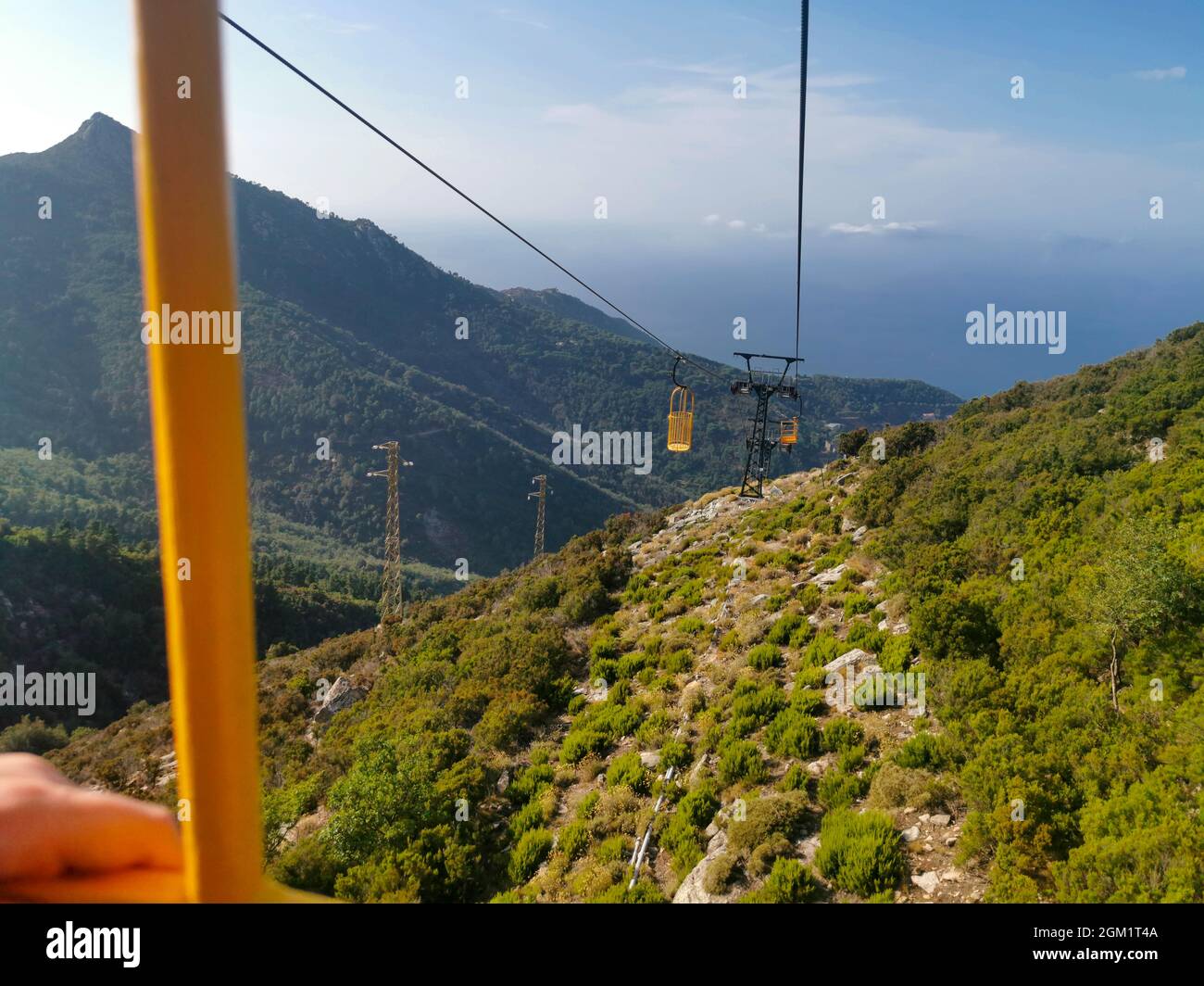 Nice aerial view of Isola D'Elba seen from the yellow cable way of ...