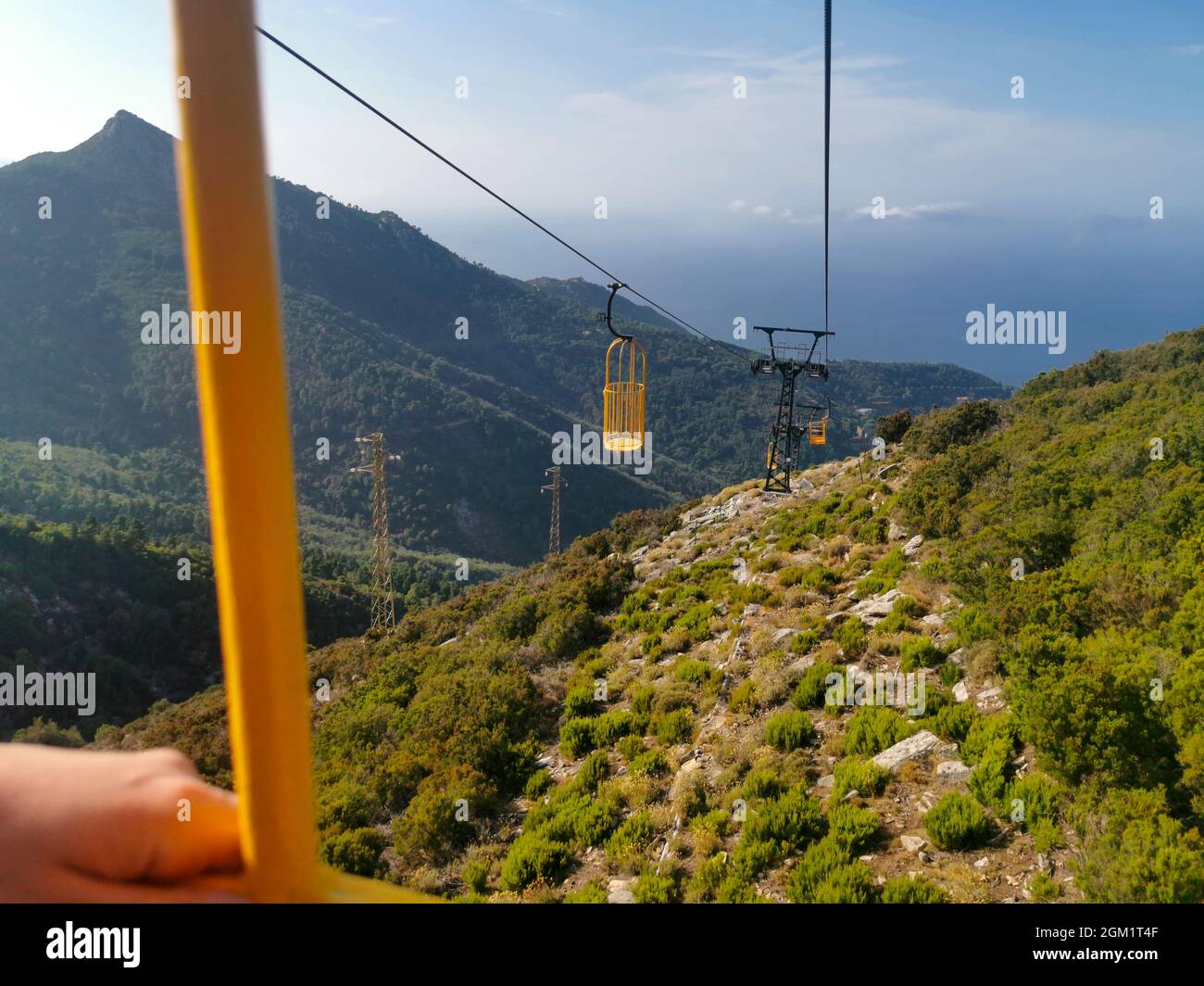 Nice aerial view of Isola D'Elba seen from the yellow cable way of ...