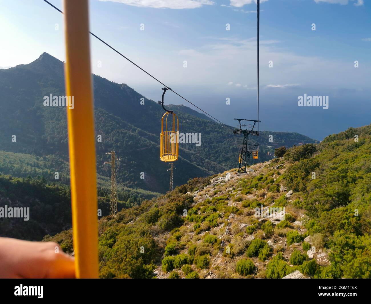 Nice aerial view of Isola D'Elba seen from the yellow cable way of ...