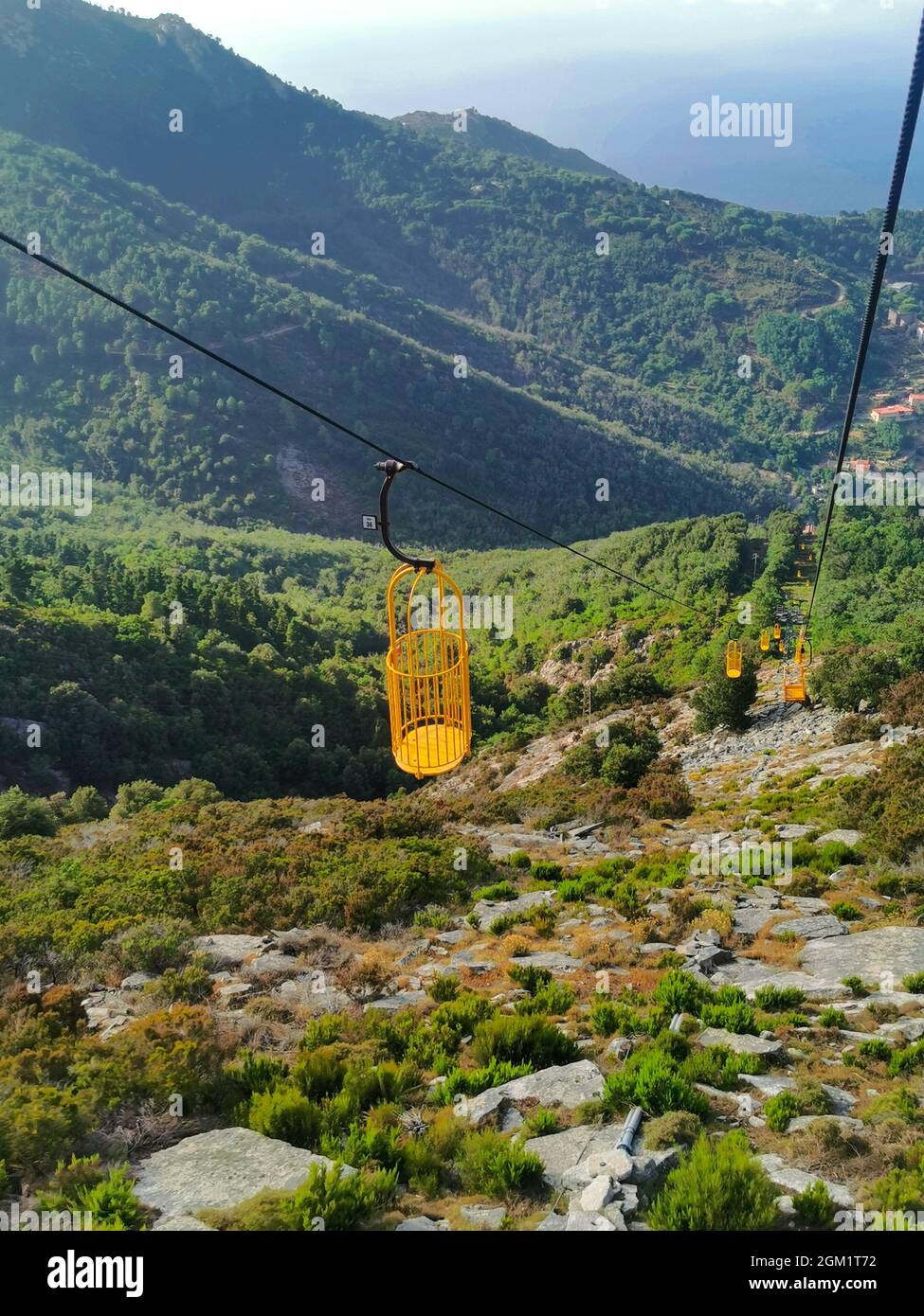 Nice aerial view of Isola D'Elba seen from the yellow cable way of ...