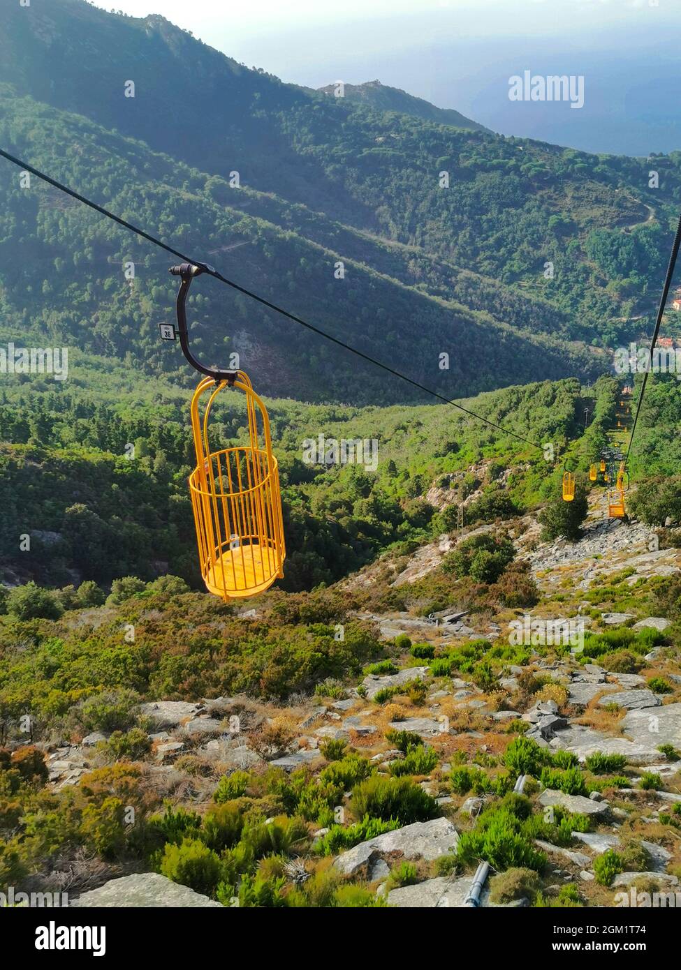 Nice aerial view of Isola D'Elba seen from the yellow cable way of ...