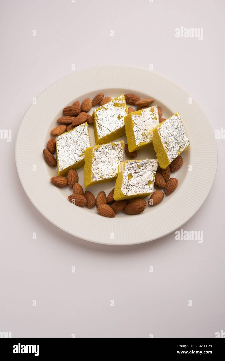Indian Sweet Food Badam Katli or Barfi Also Known As Almond Sweet burfi ...