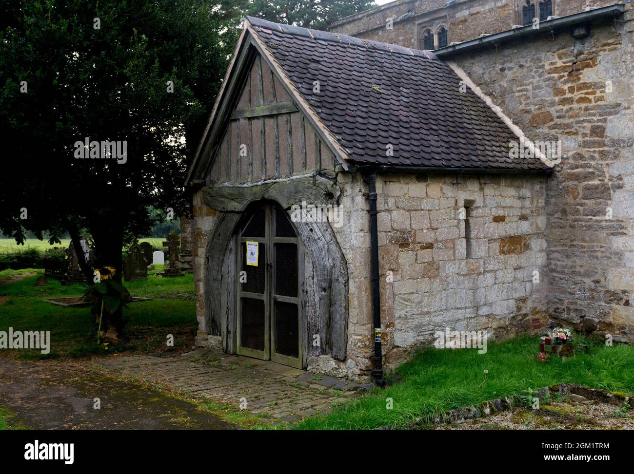 Ancient oak-framed doorway, St. Nicholas Church, Martston Trussell ...