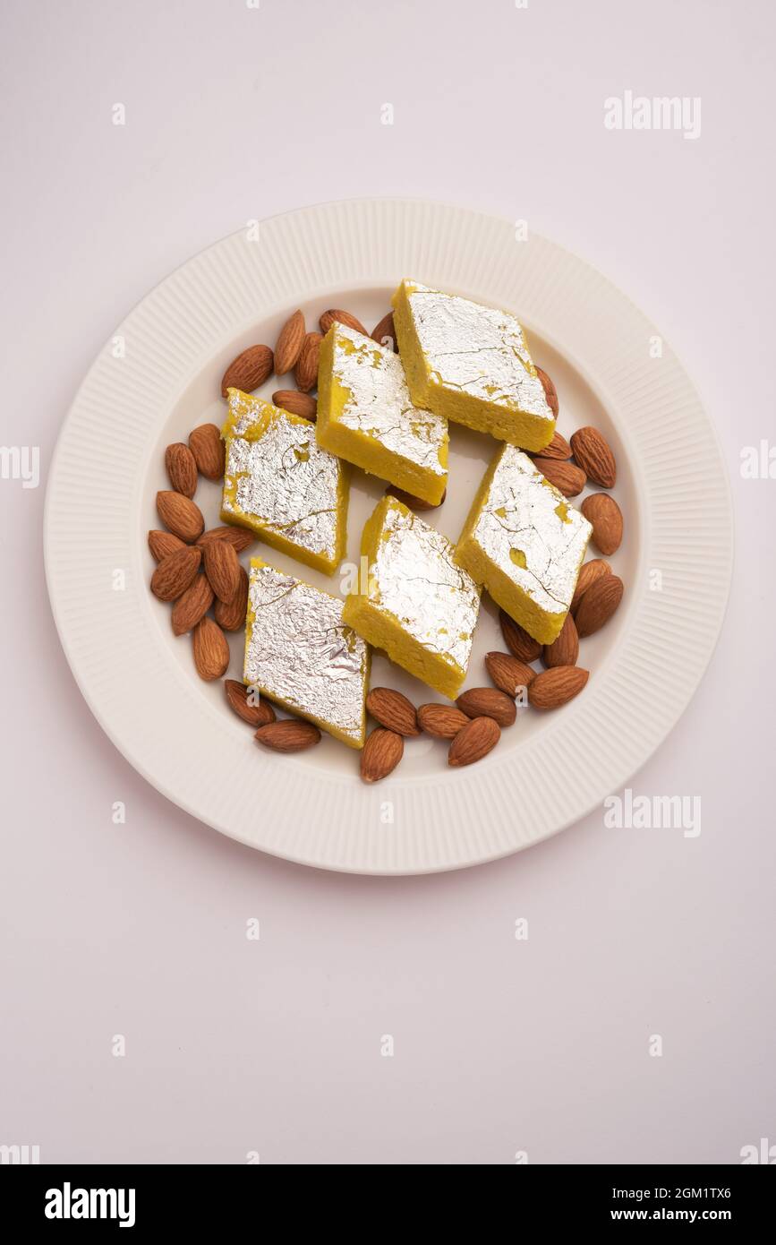 Indian Sweet Food Badam Katli or Barfi Also Known As Almond Sweet burfi ...