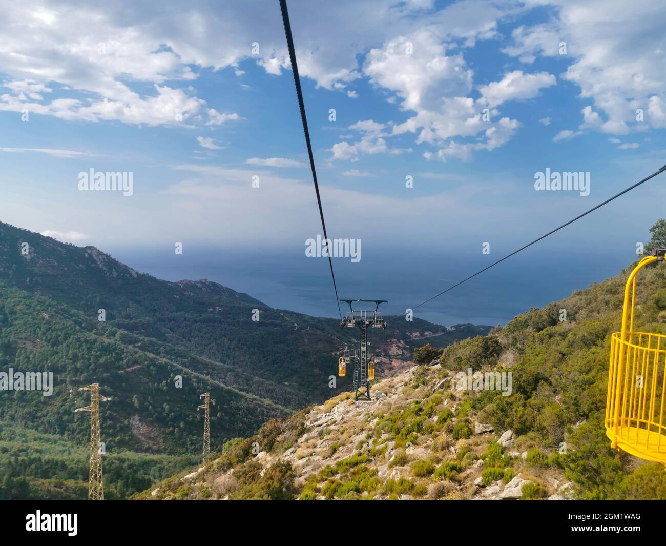 Nice aerial view of Isola D'Elba seen from the yellow cable way of ...