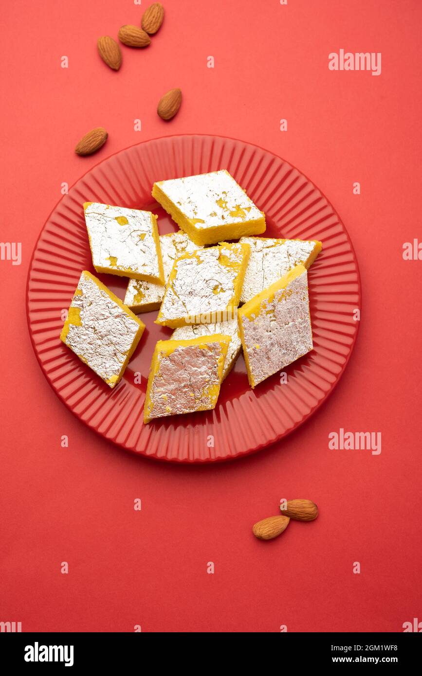 Indian Sweet Food Badam Katli or Barfi Also Known As Almond Sweet burfi ...