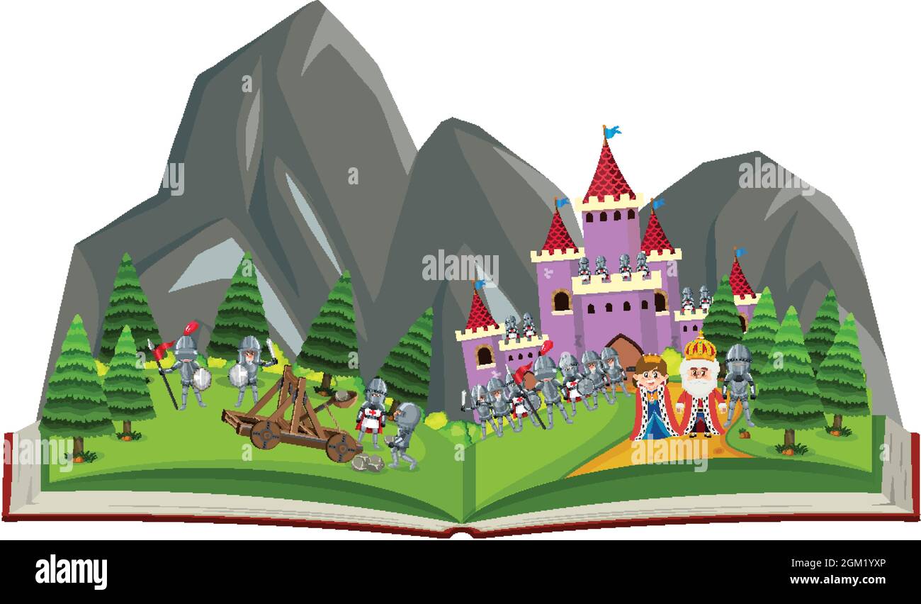 Medieval open book theme illustration Stock Vector Image & Art - Alamy