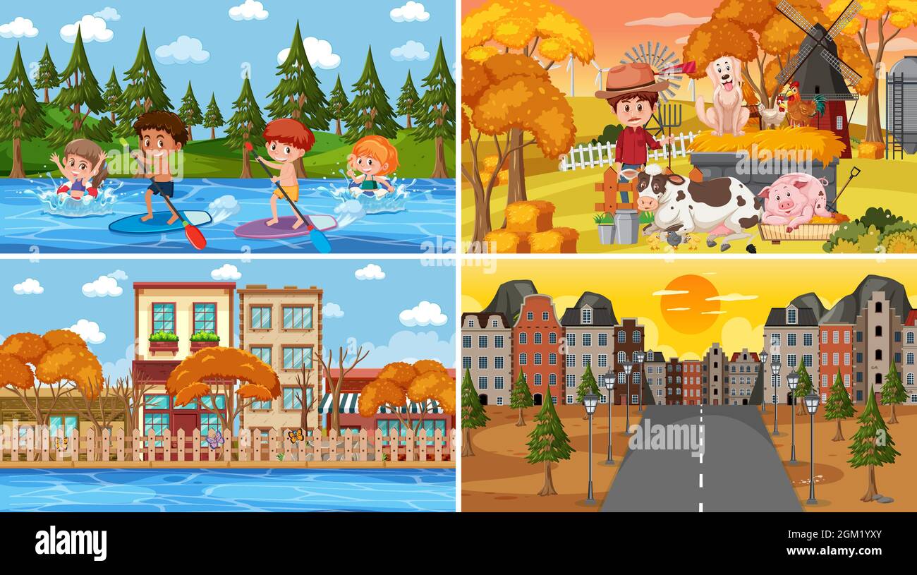 Many different scenes Stock Vector Images - Alamy