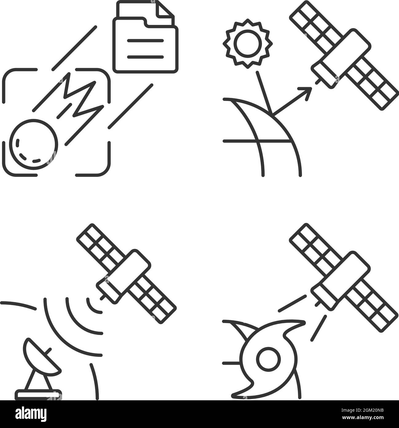 Climate monitoring satellites linear icons set Stock Vector Image & Art ...