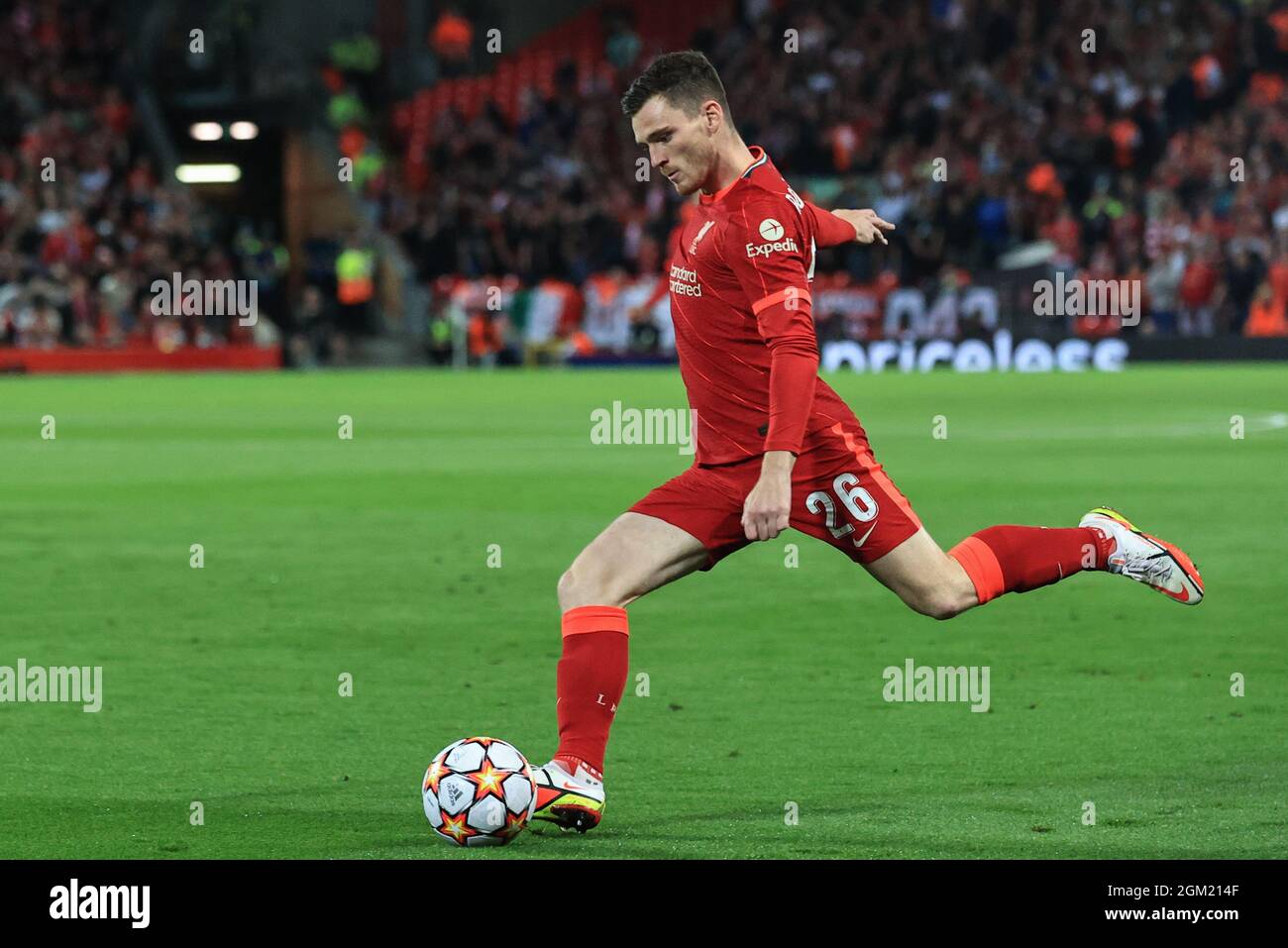 Andrew Robertson #26 of Liverpool crosses the ball Stock Photo - Alamy