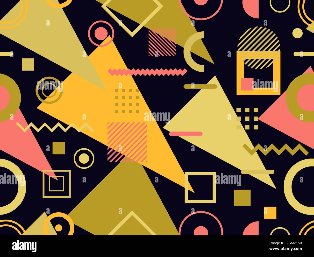 Memphis seamless pattern. Geometric elements memphis in the style of 80 ...