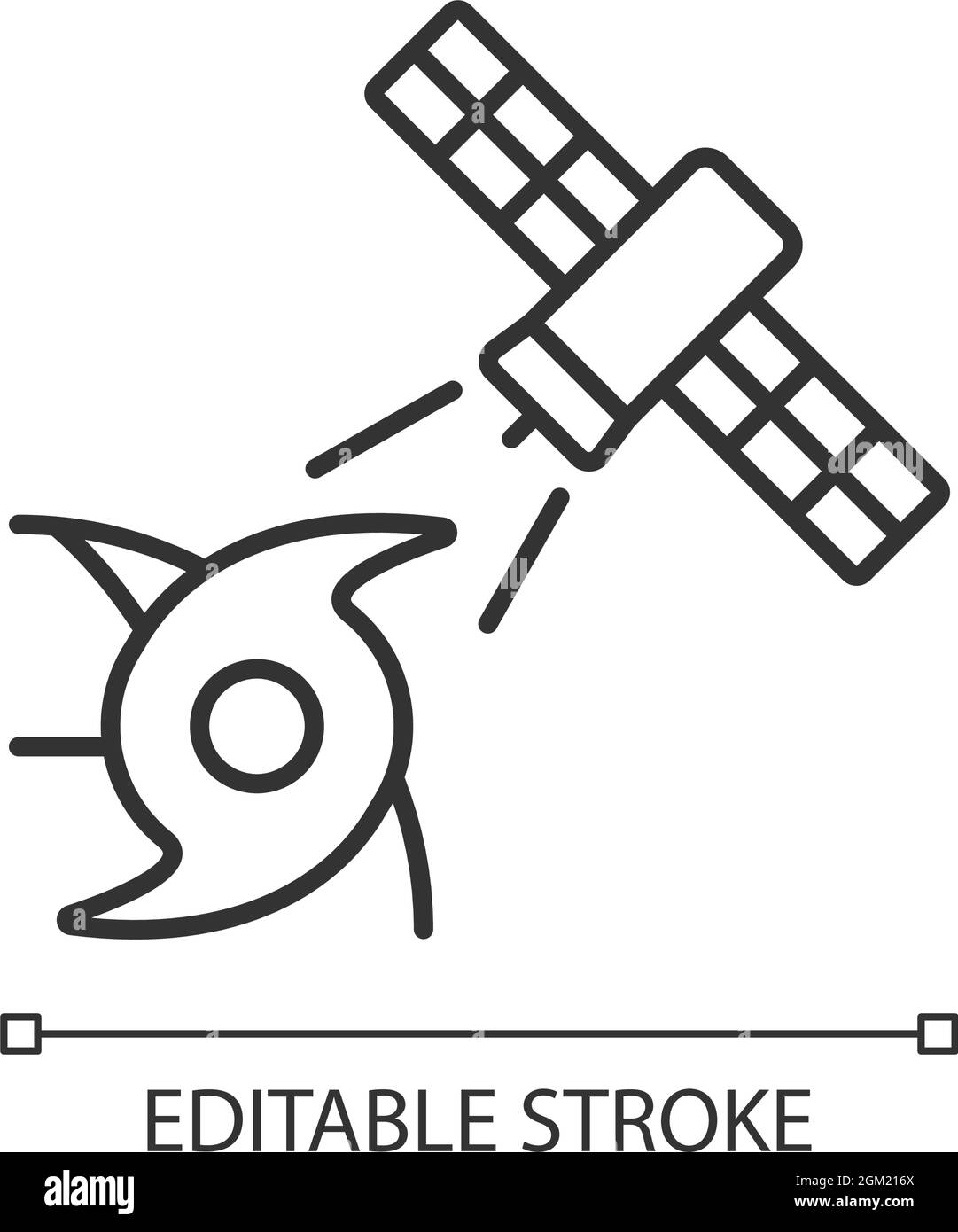 Weather, climate monitoring satellite linear icon Stock Vector Image ...