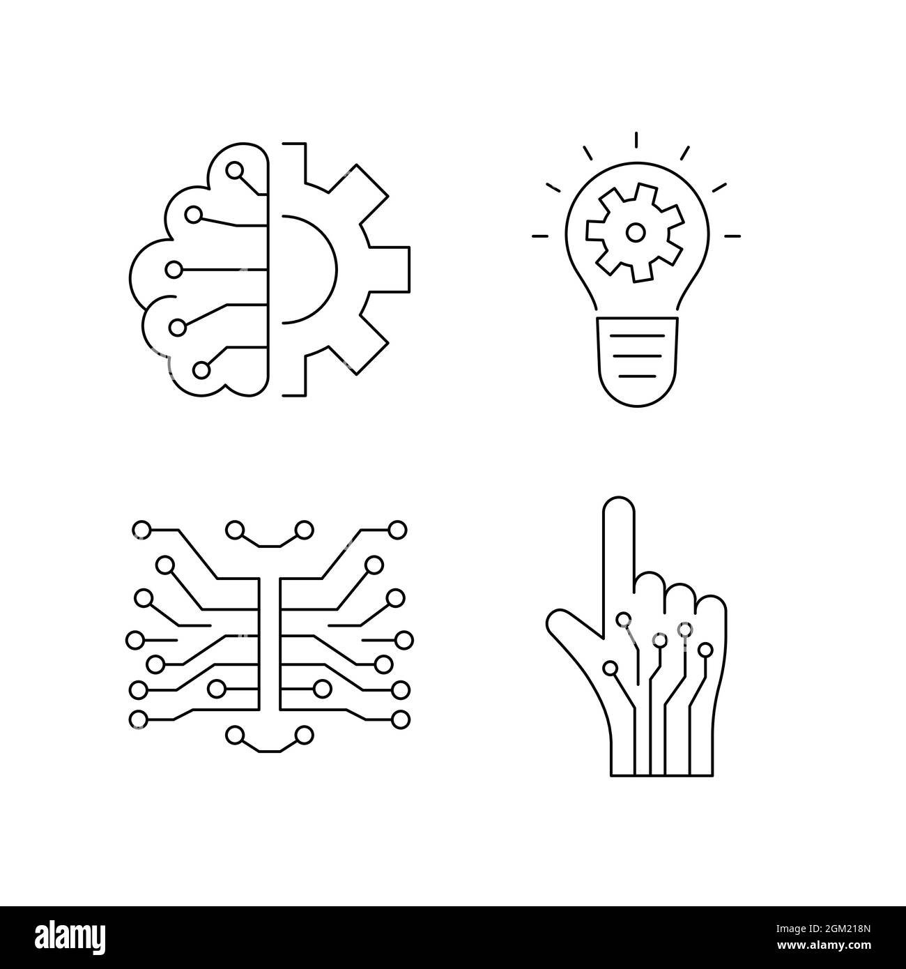 Artificial intelligence and machine learning line icon Stock Vector ...