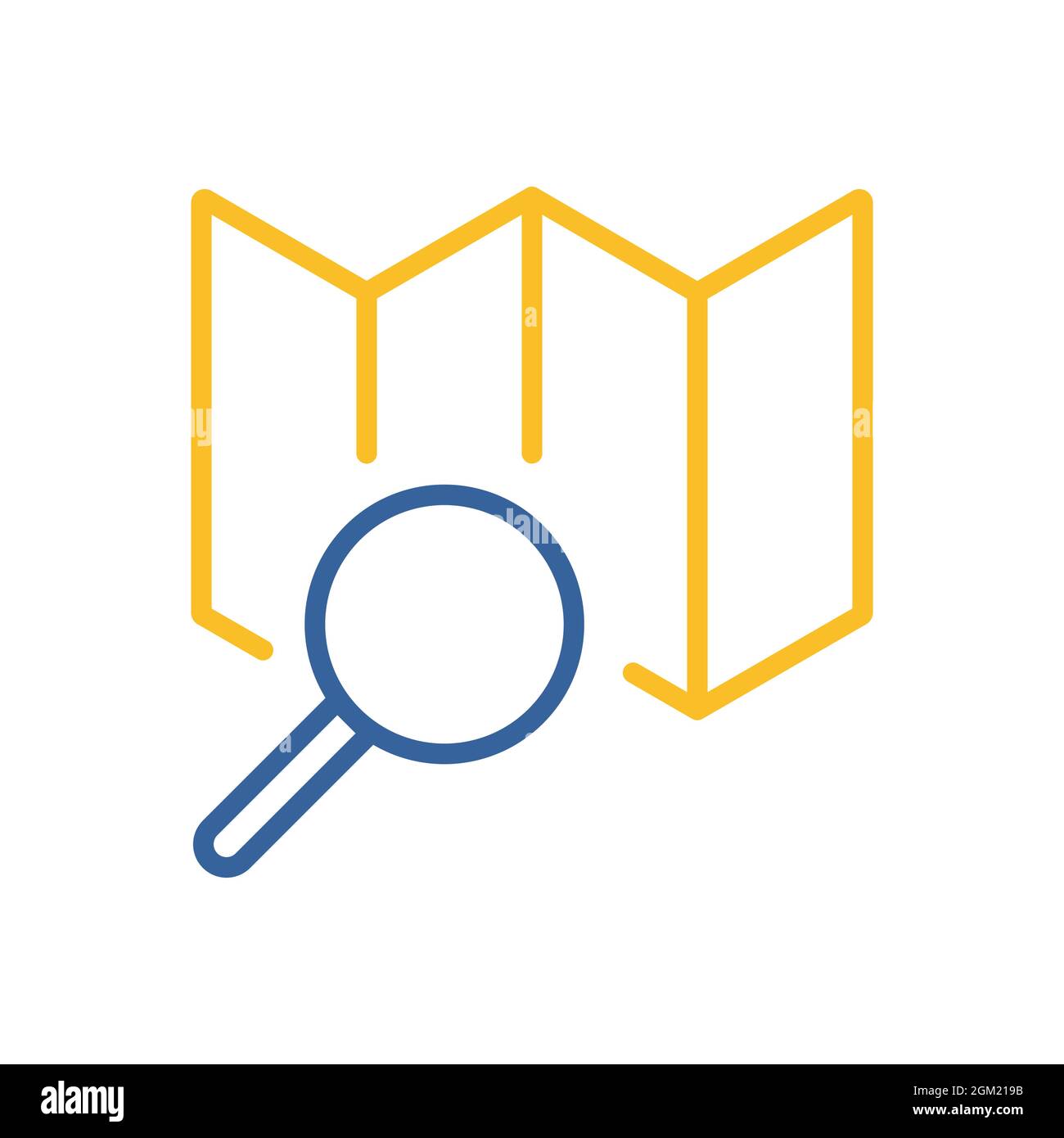 Map with magnifier vector icon. Navigation sign. Graph symbol for ...
