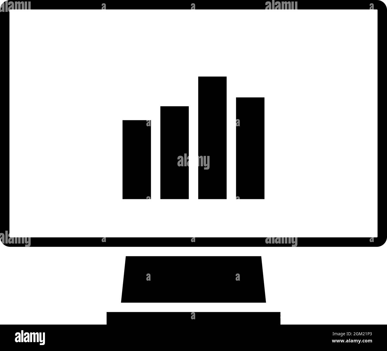 Monitor With Analytics Diagram Icon. Black Stencil Design. Vector ...