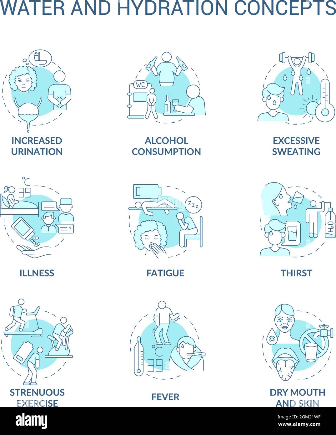 Water and hydration blue concept icons set Stock Vector Image & Art - Alamy