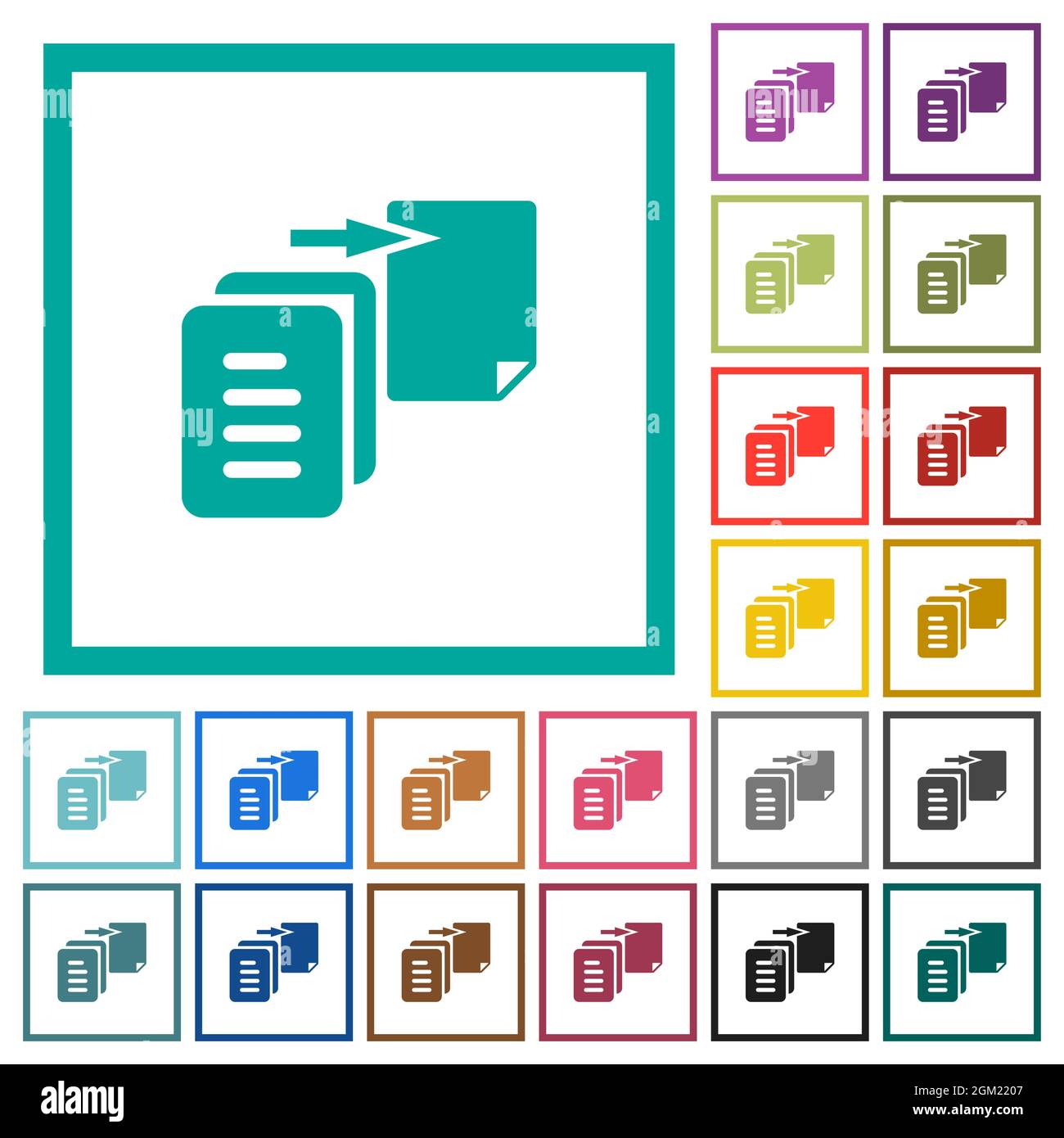 Move file solid flat color icons with quadrant frames on white ...