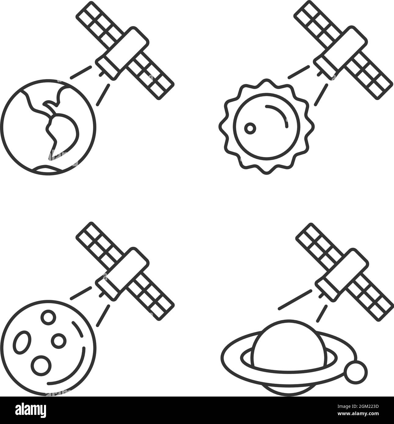 Celestial bodies observation linear icons set Stock Vector Image & Art ...