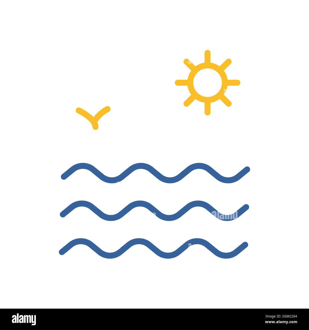 Sea waves and sun flat vector icon. Summer sign. Graph symbol for ...