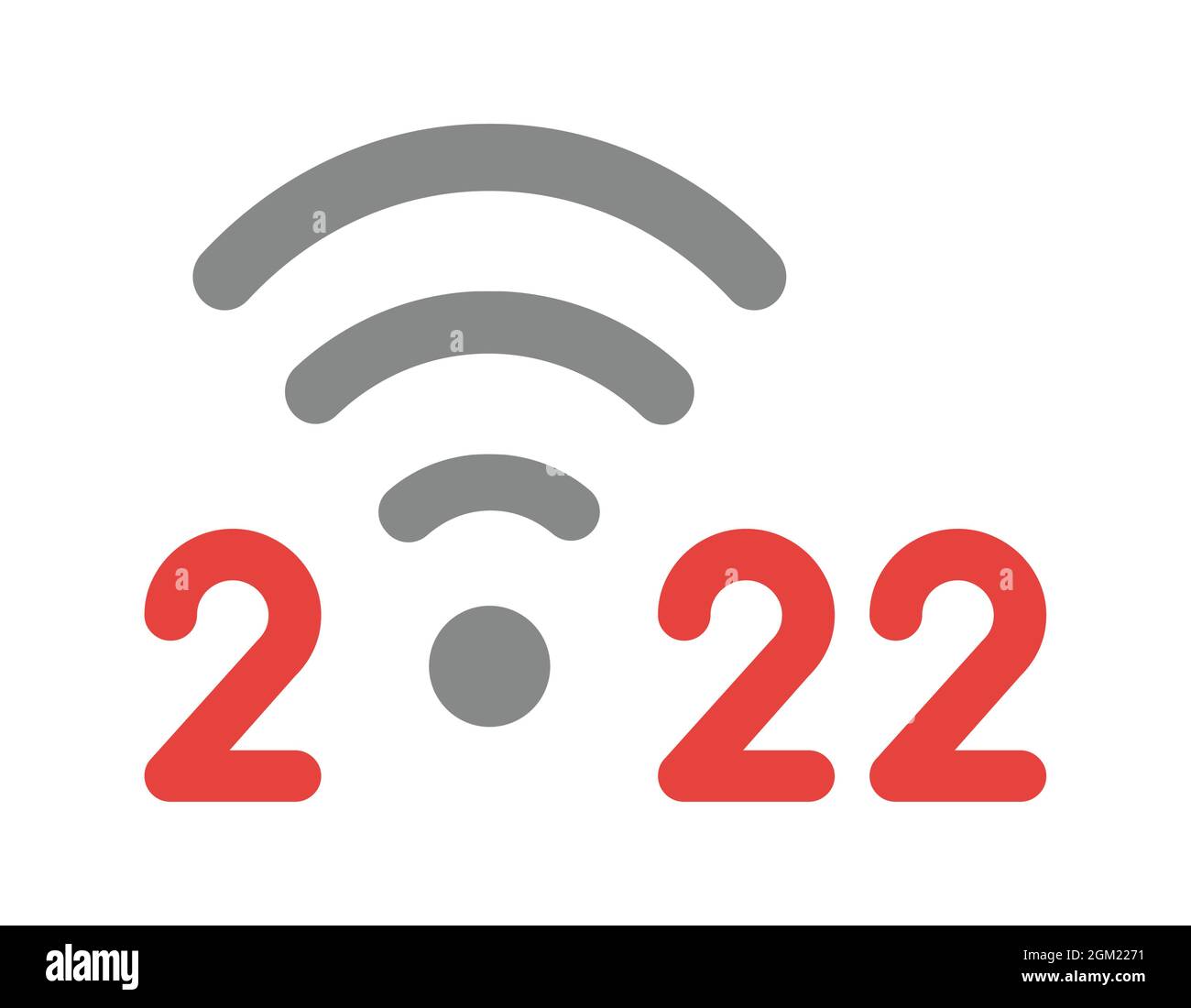 New year 2022 vector concept, wireless wifi symbol instead of zero ...