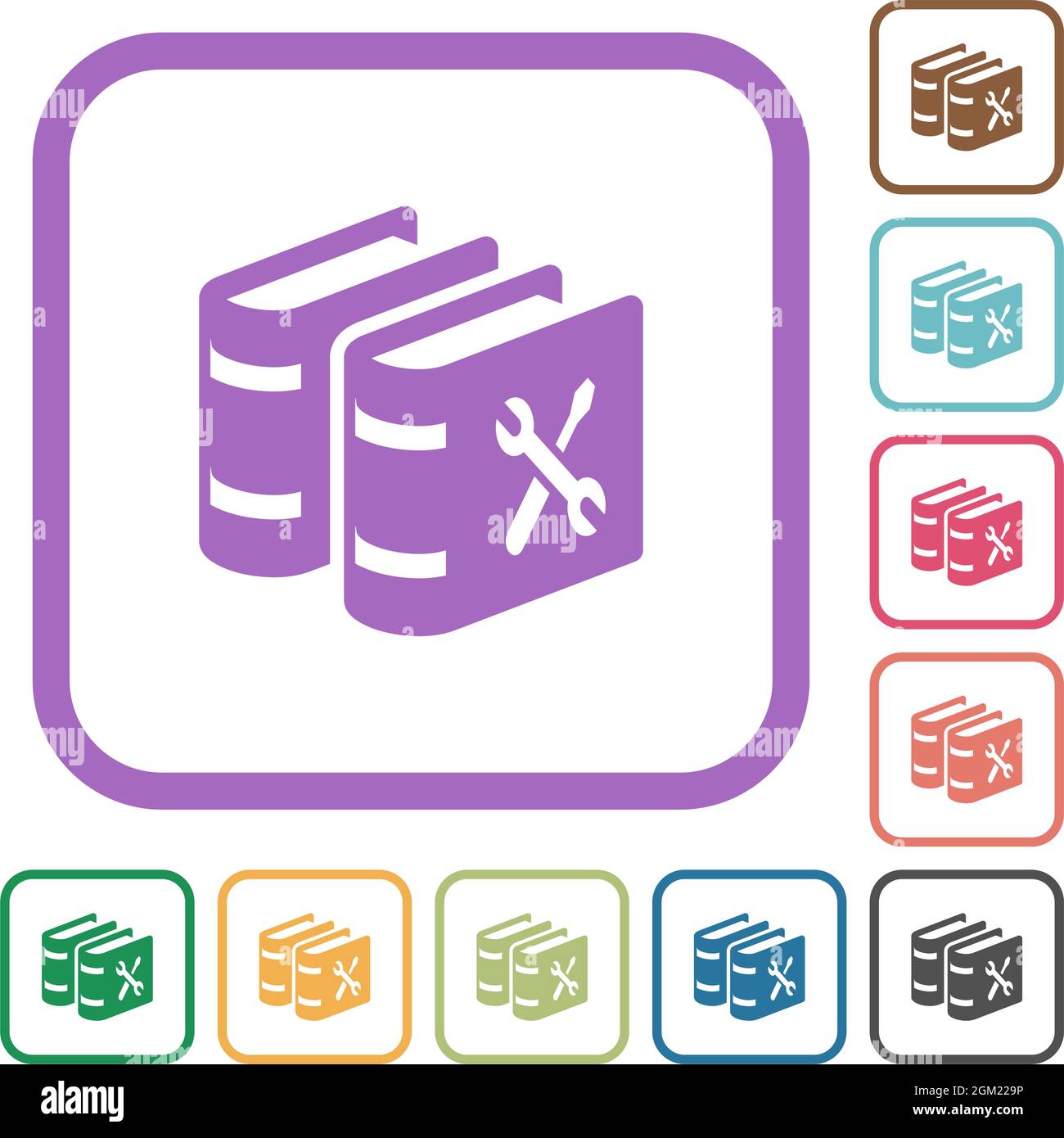 User guide with wrench and screwdriver simple icons in color rounded ...