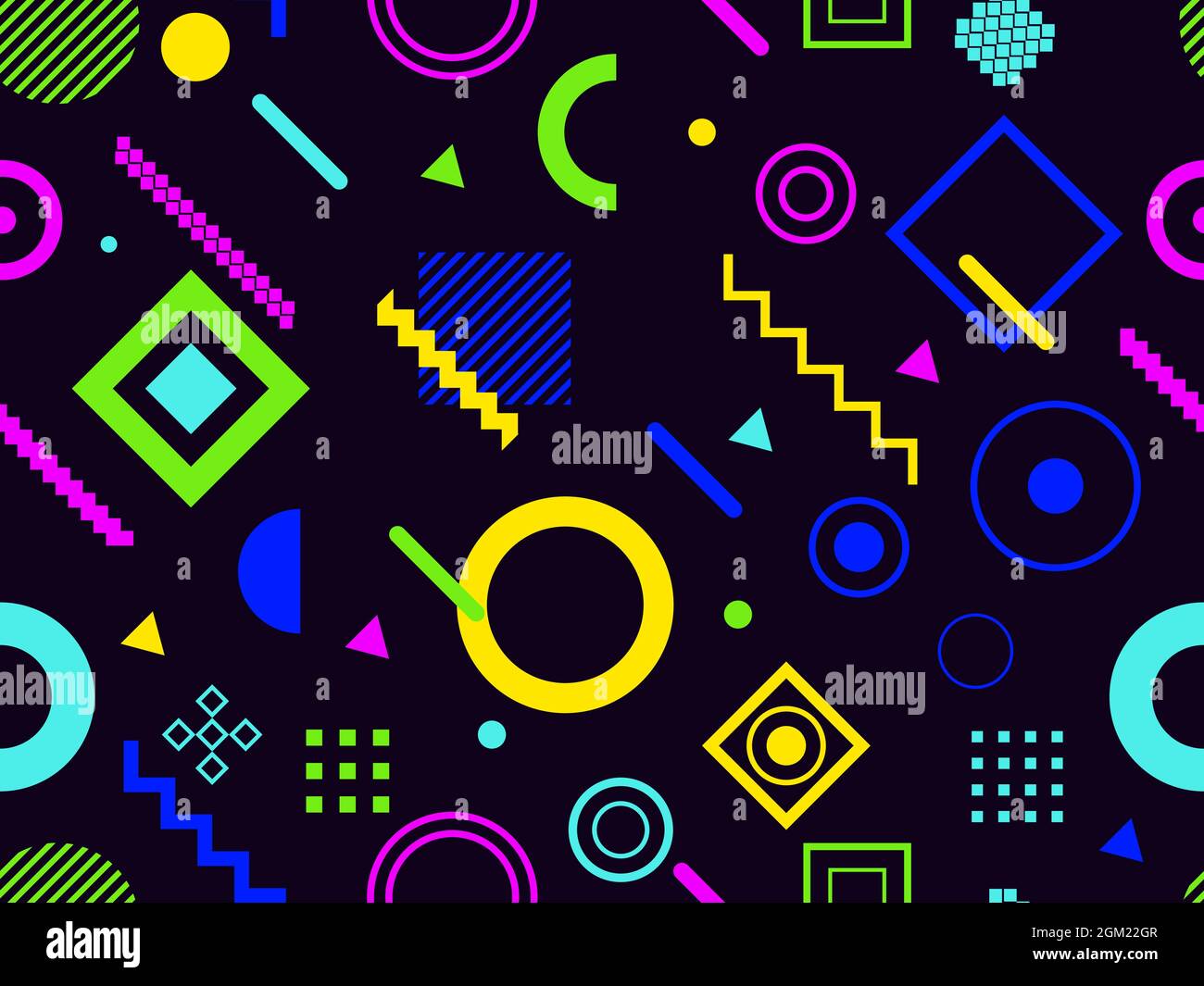 Memphis seamless pattern. Geometric elements memphis in the style of 80 ...