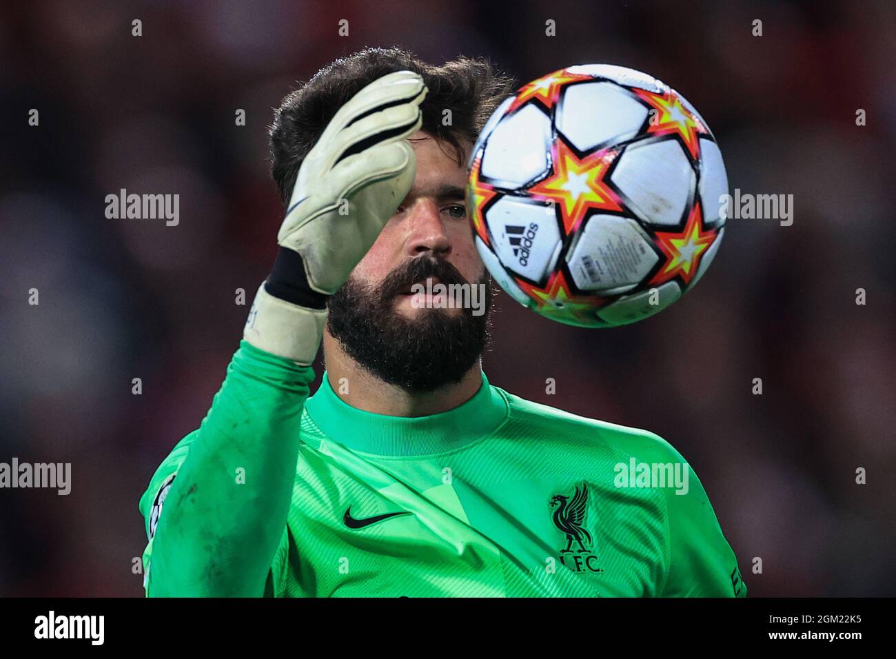 Alisson Becker #1 of Liverpool with the match ball Stock Photo - Alamy