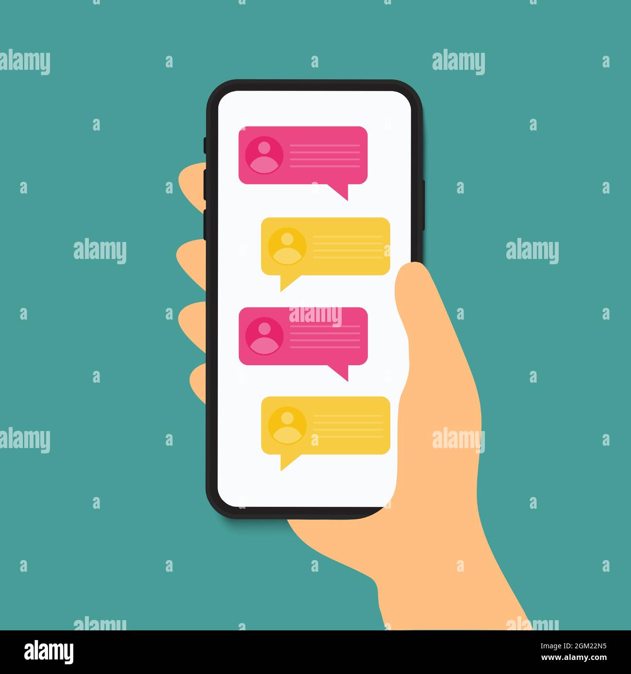 Chat messages notification on smartphone vector illustration, flat sms ...