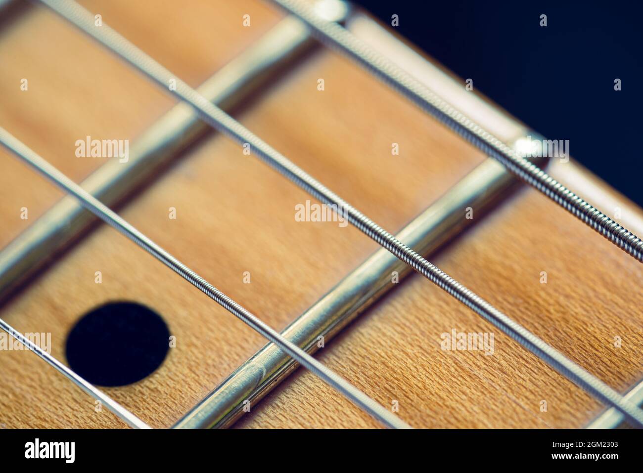 Detail of the neck and the strings of a red electric guitar Stock Photo ...
