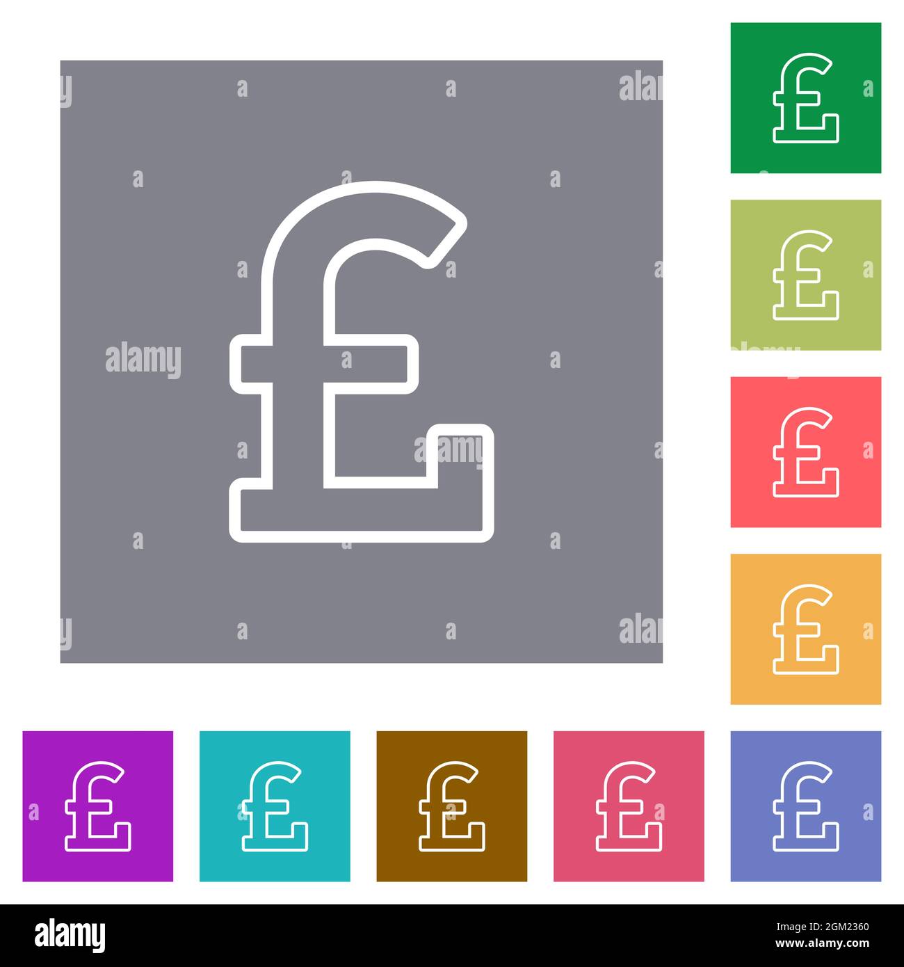 Pound sign outline flat icons on simple color square backgrounds Stock ...