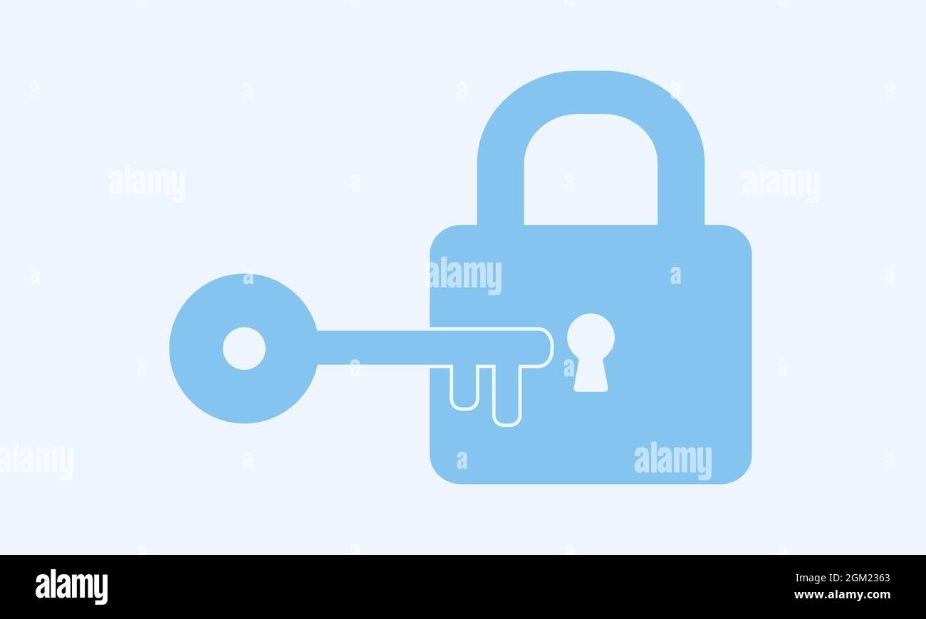 Flat style vector illustration of padlock and key icons isolated on ...