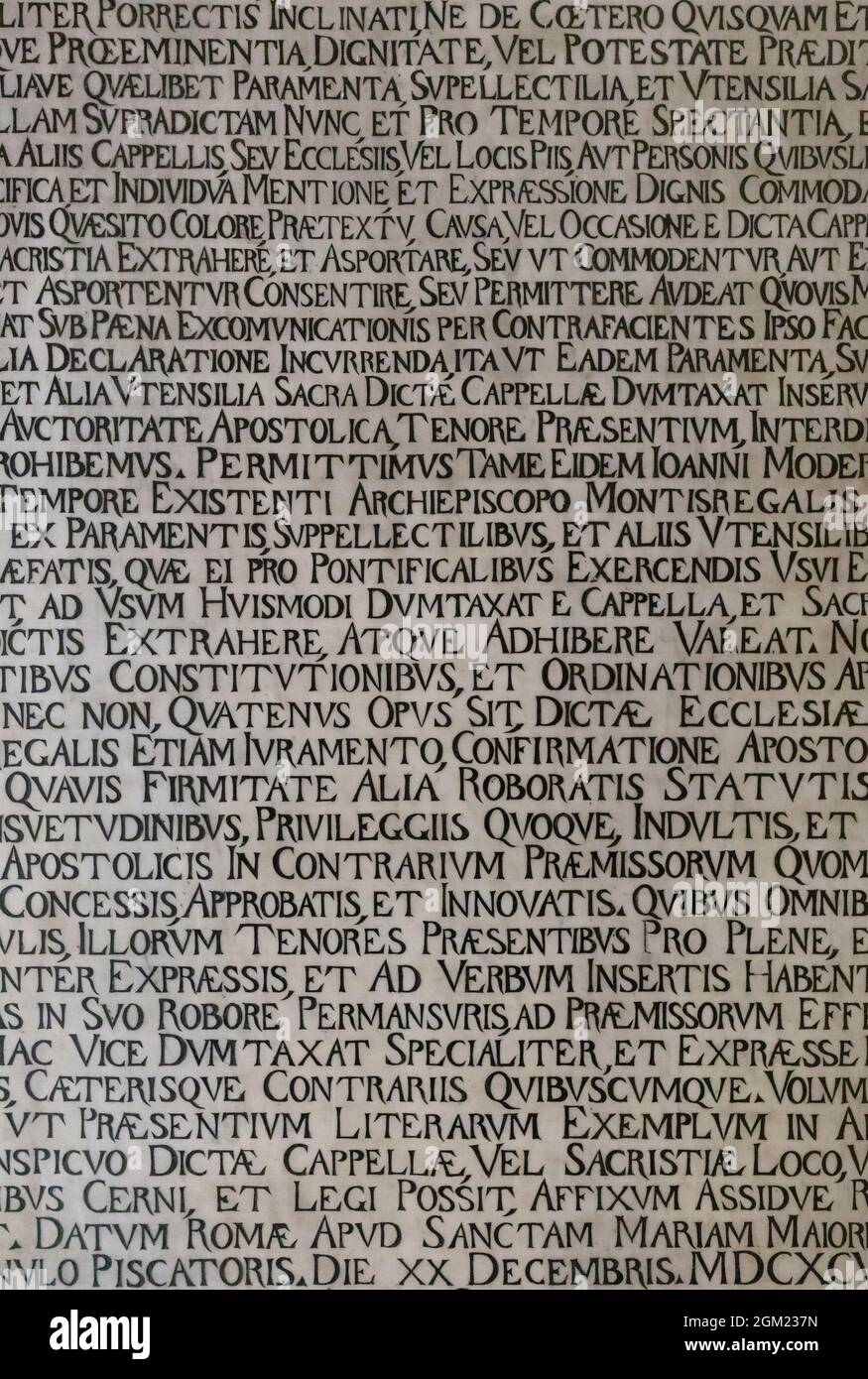 Written in Latin inside the church of Monreale in Sicily Stock Photo ...