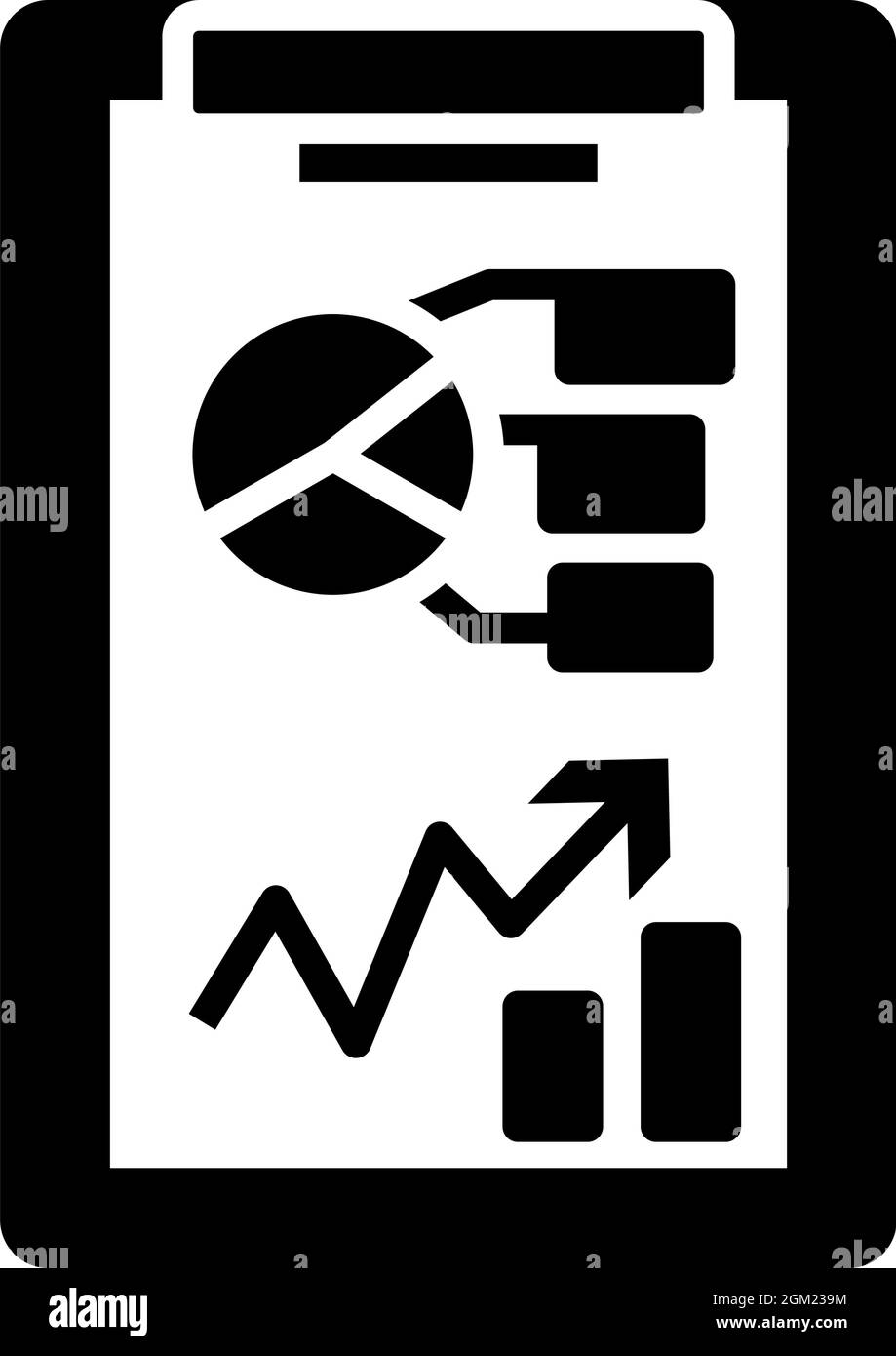 Writing Tablet With Analytics Chart Icon. Black Stencil Design. Vector ...
