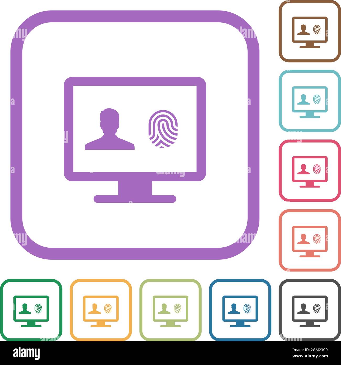 Criminal background check simple icons in color rounded square frames ...