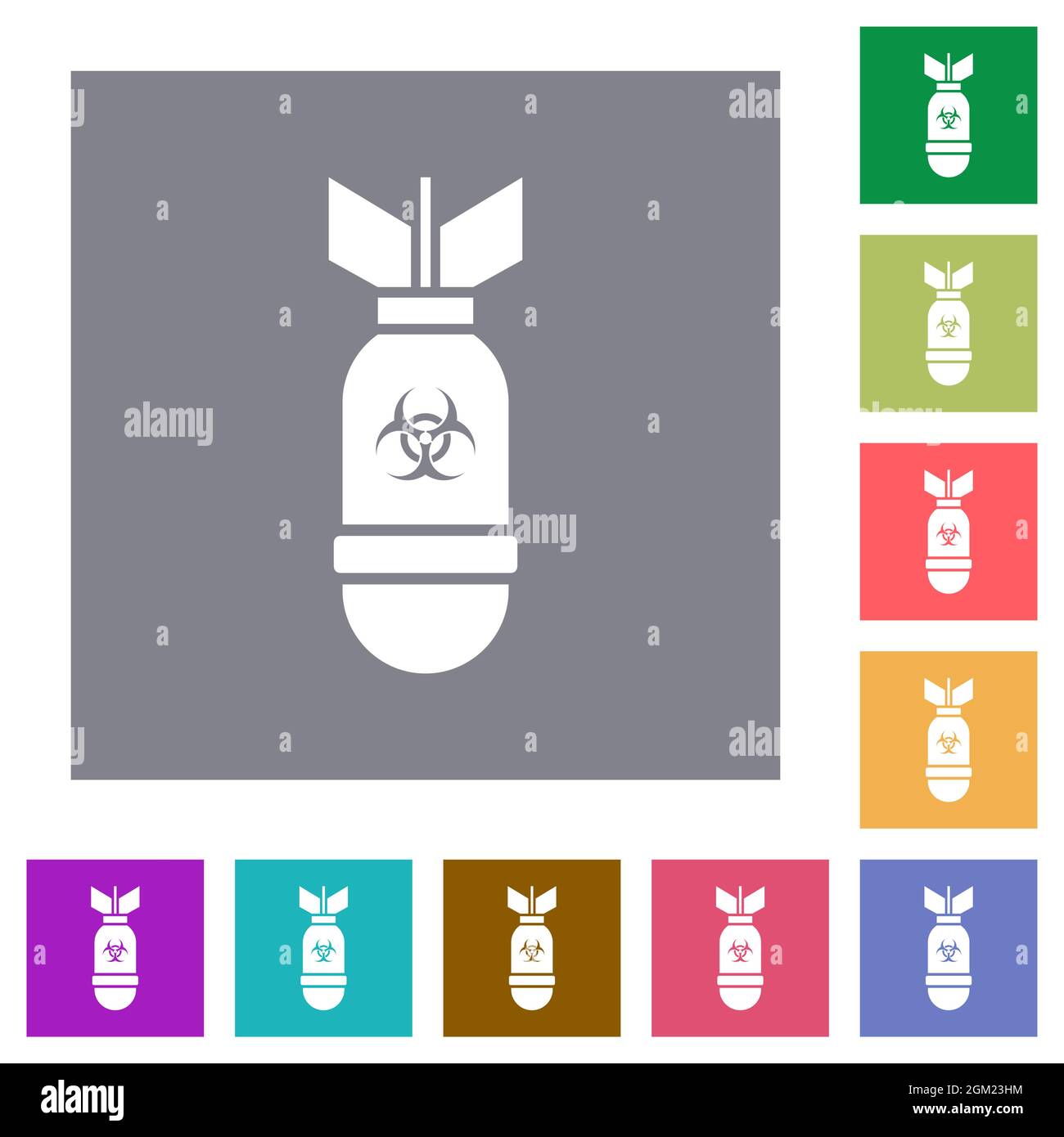 Biohazard bomb flat icons on simple color square backgrounds Stock ...