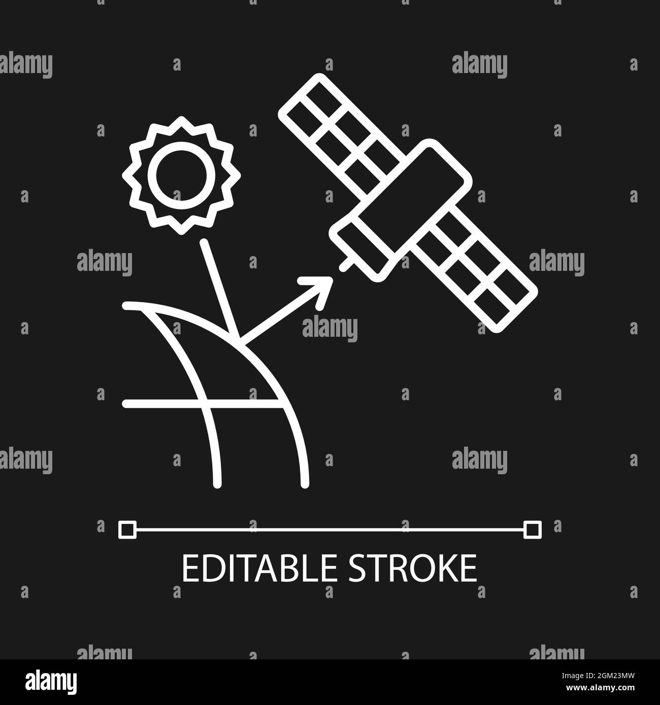Remote sensing satellite white linear icon for dark theme Stock Vector ...