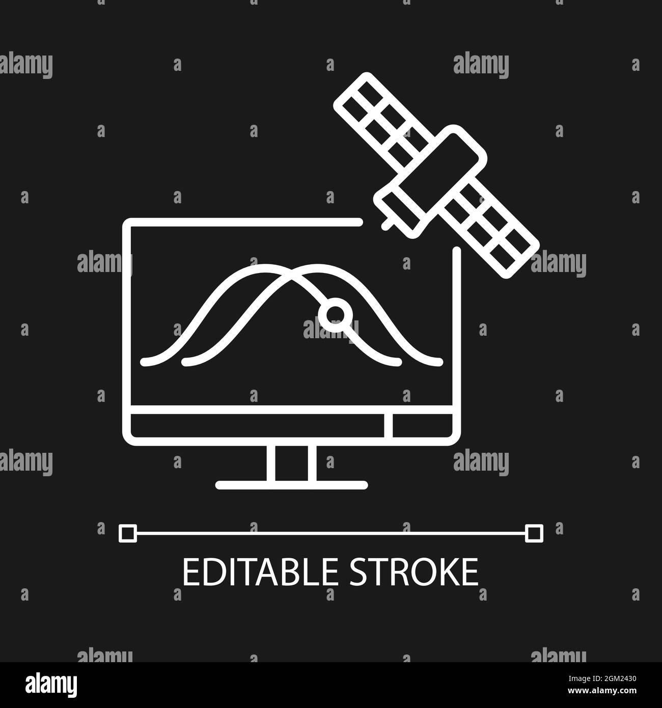 Satellite tracking white linear icon for dark theme Stock Vector Image ...
