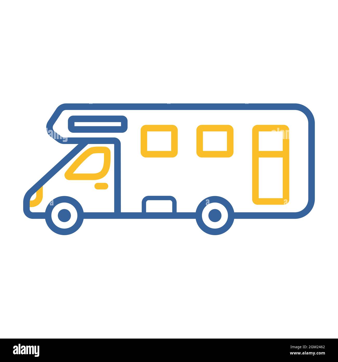 Mobile home Motor home Caravan Trailer Vehicle flat vector icon. Graph ...