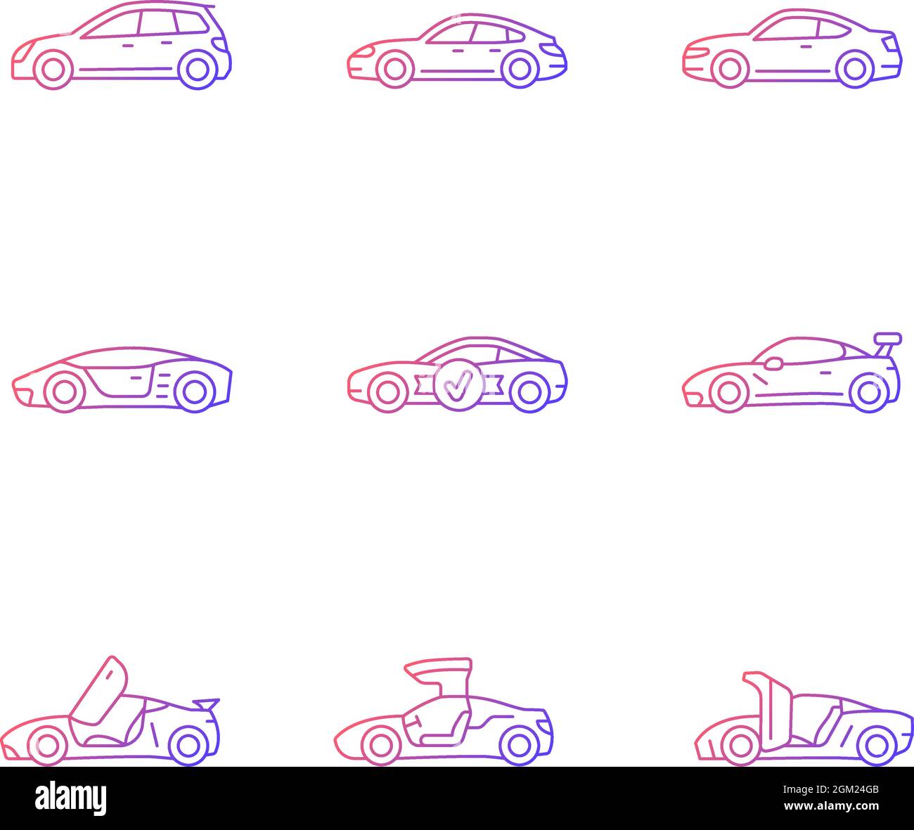 Sports car models gradient linear vector icons set Stock Vector Image ...