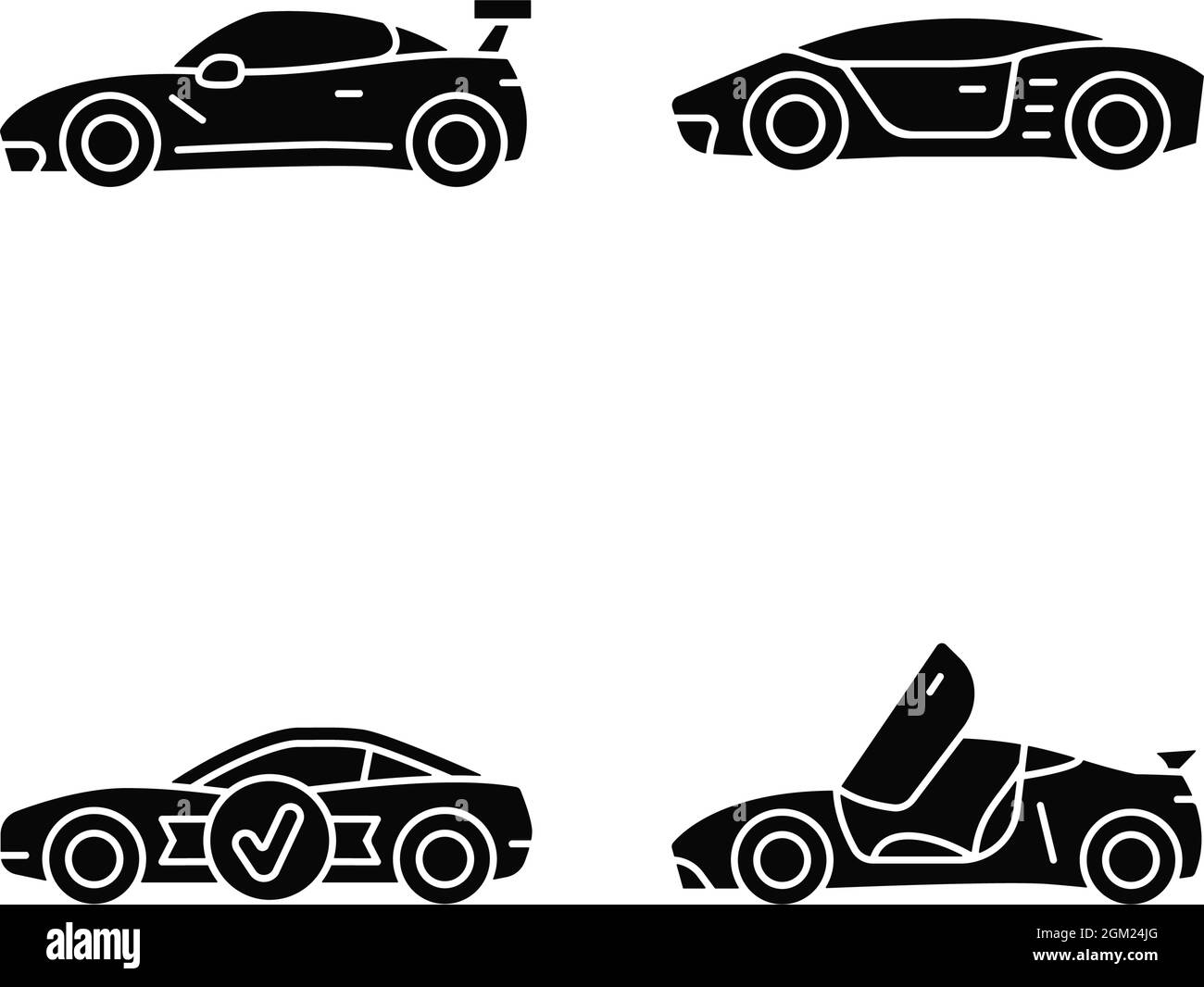 Race car models black glyph icons set on white space Stock Vector Image ...