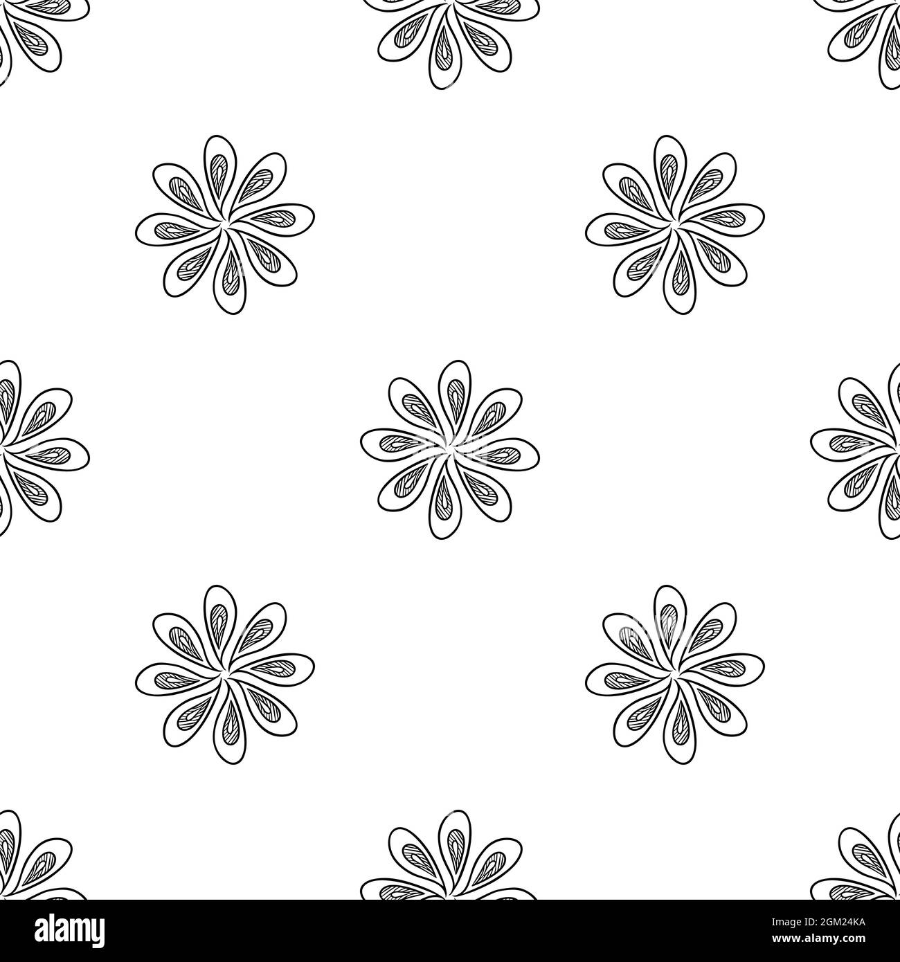 Seamless pattern with hand drawn vector flowers Stock Vector Image ...